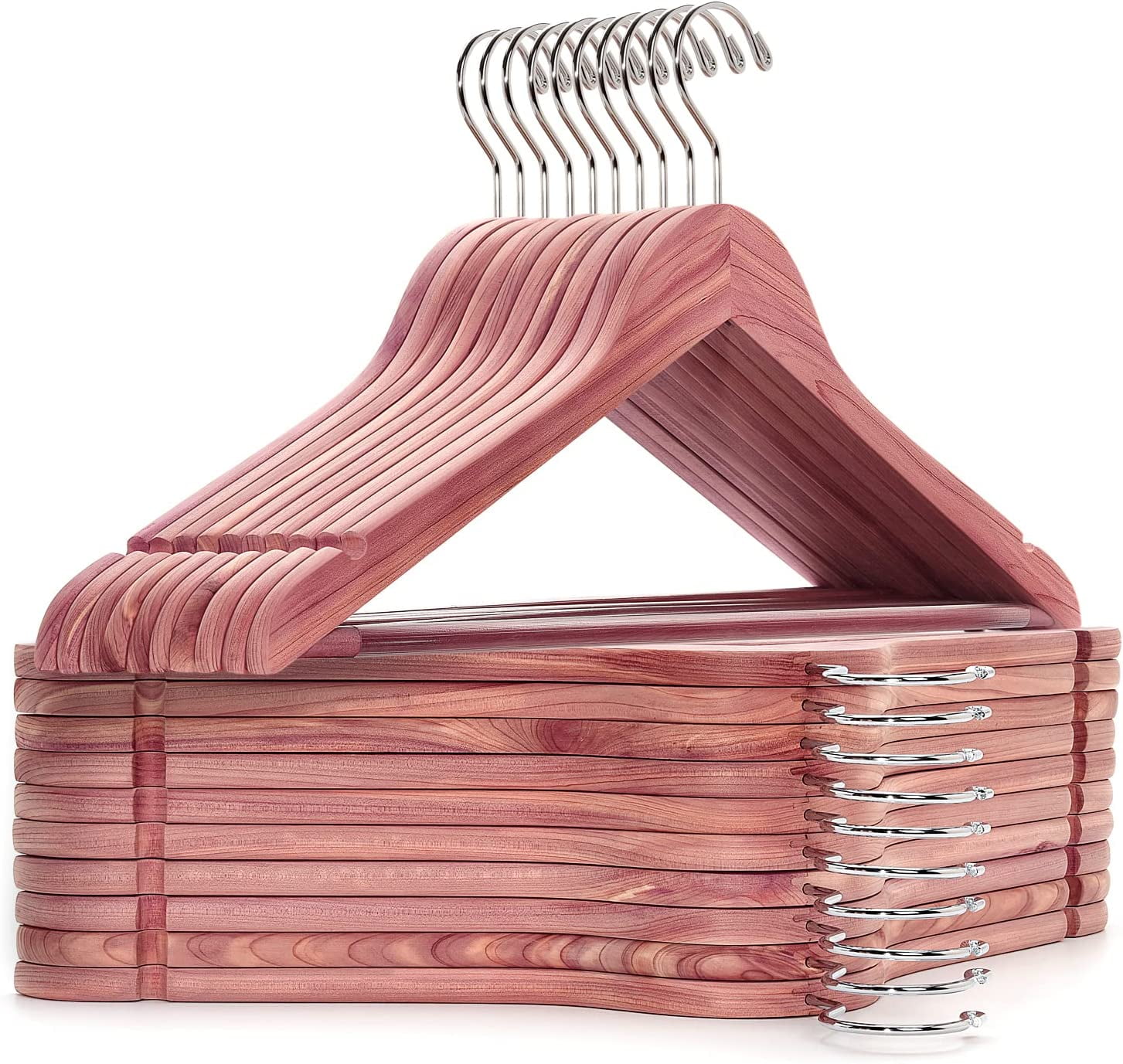 30 Pack American Red Cedar Hangers, Smooth Finish Wood Coat Hangers ...
