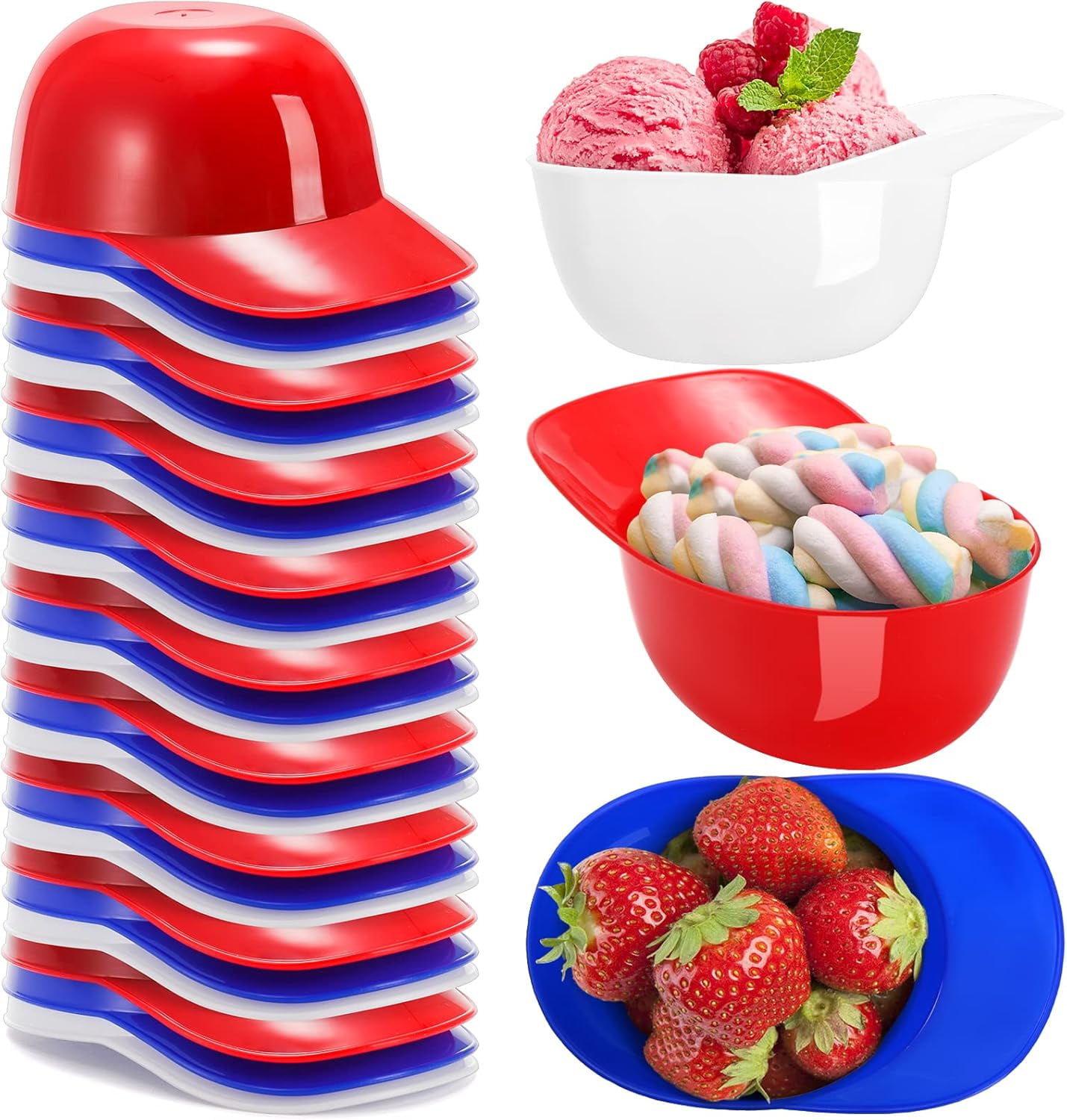 30 Pack Baseball Helmet Ice Cream Snack Bowl, 8 oz Mini Baseball Cap ...