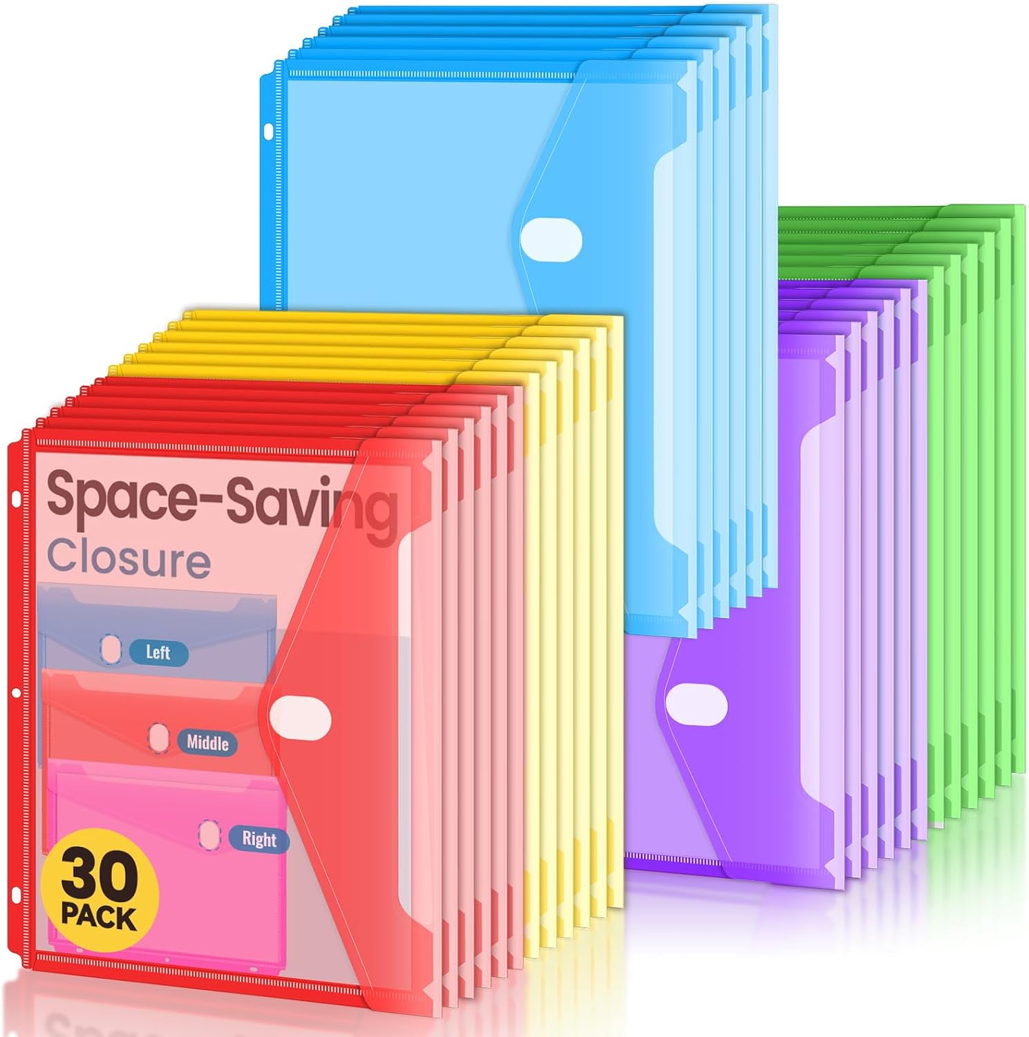 30 Pack Binder Folders Organizer with Space-Saving Closure, Super ...
