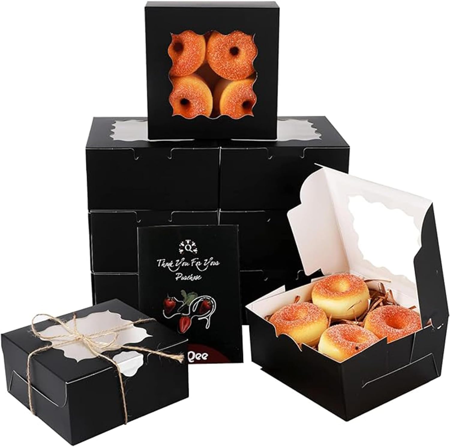 30-Pack Black Bakery Boxes with Windows: Ideal for Weddings, Birthdays ...