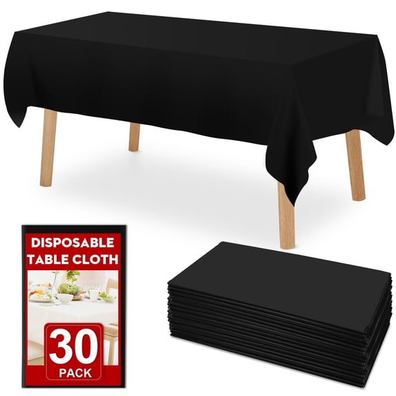 30 Pack Black Plastic Table Cloths Disposable 54 X 108 Inches Cover For ...