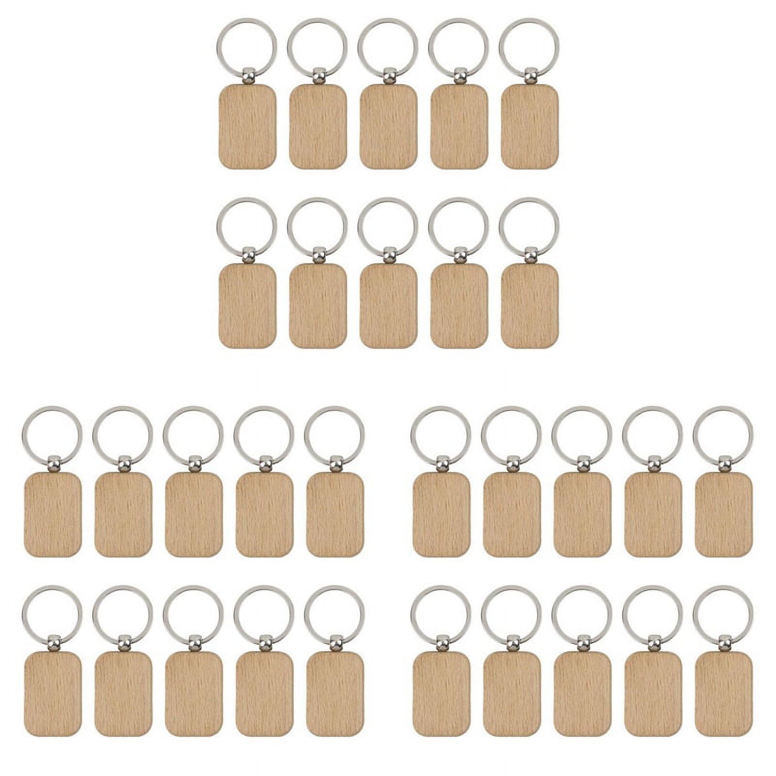 30 Pack Blank Wooden Key Chain Unfinished Wood Pendant Blanks with ...