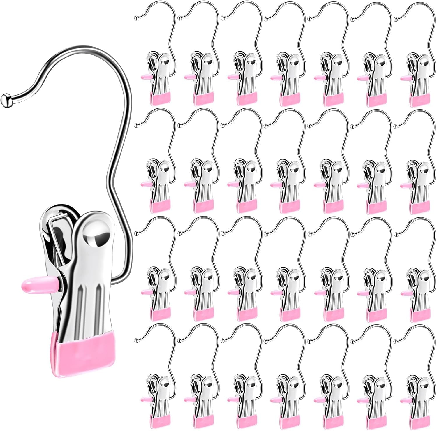 30 Pack Boot Hangers for Closet, Pink Laundry Hooks with Clips, 360 ...