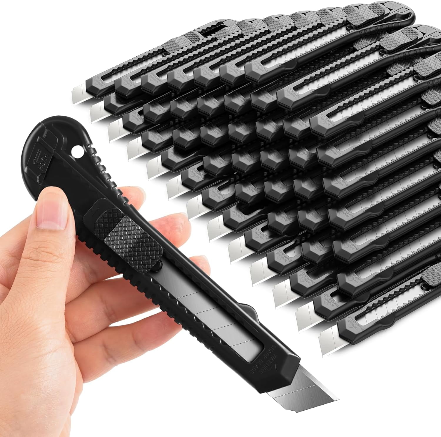 30 Pack Box Cutter Retractable, Box Cutters with 18mm Wide Utility Blades, Sharp Utility Knife ...