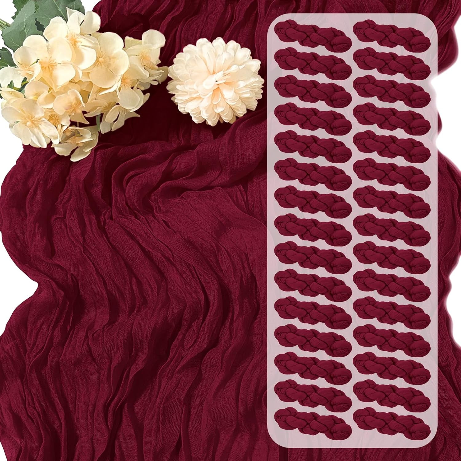 30 Pack Burgundy Cheesecloth Table Runner 17 x 108 inch Cheese Cloth ...