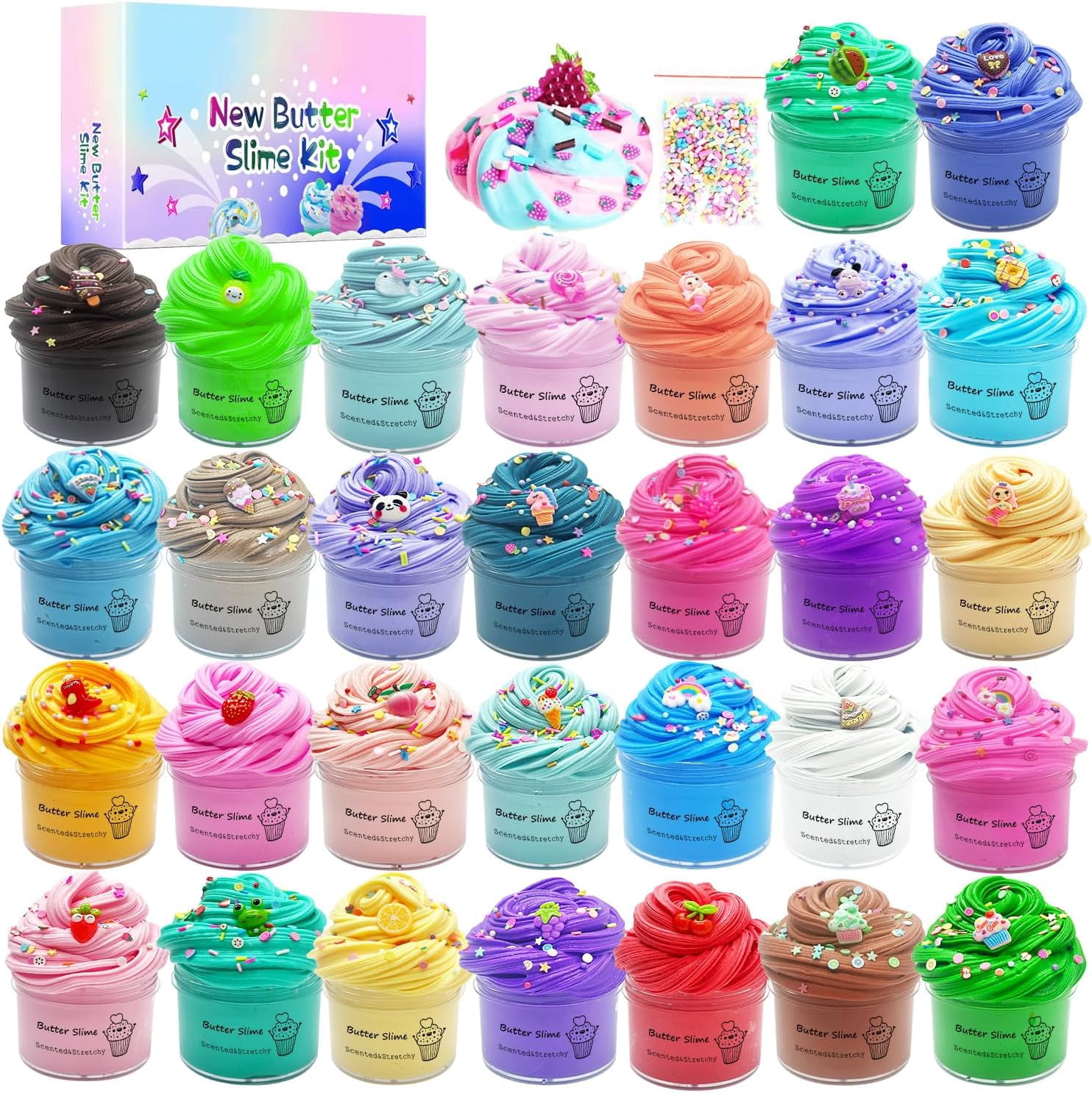 30 Pack Butter Slime Kit, Scented Slime Supplies Kit for Girls and Boys ...