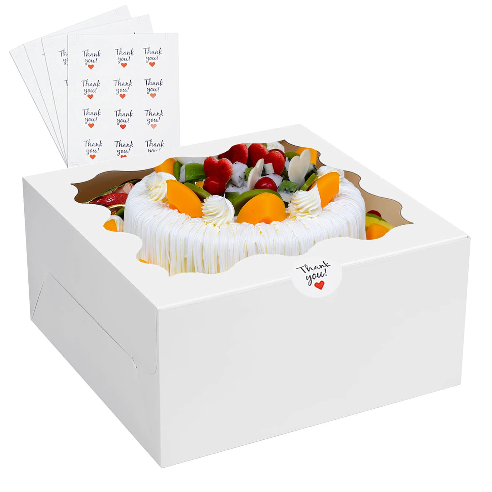30 Pack Cake Box 6x6x3 Inches with Clear Window Kraft Bakery Box with ...