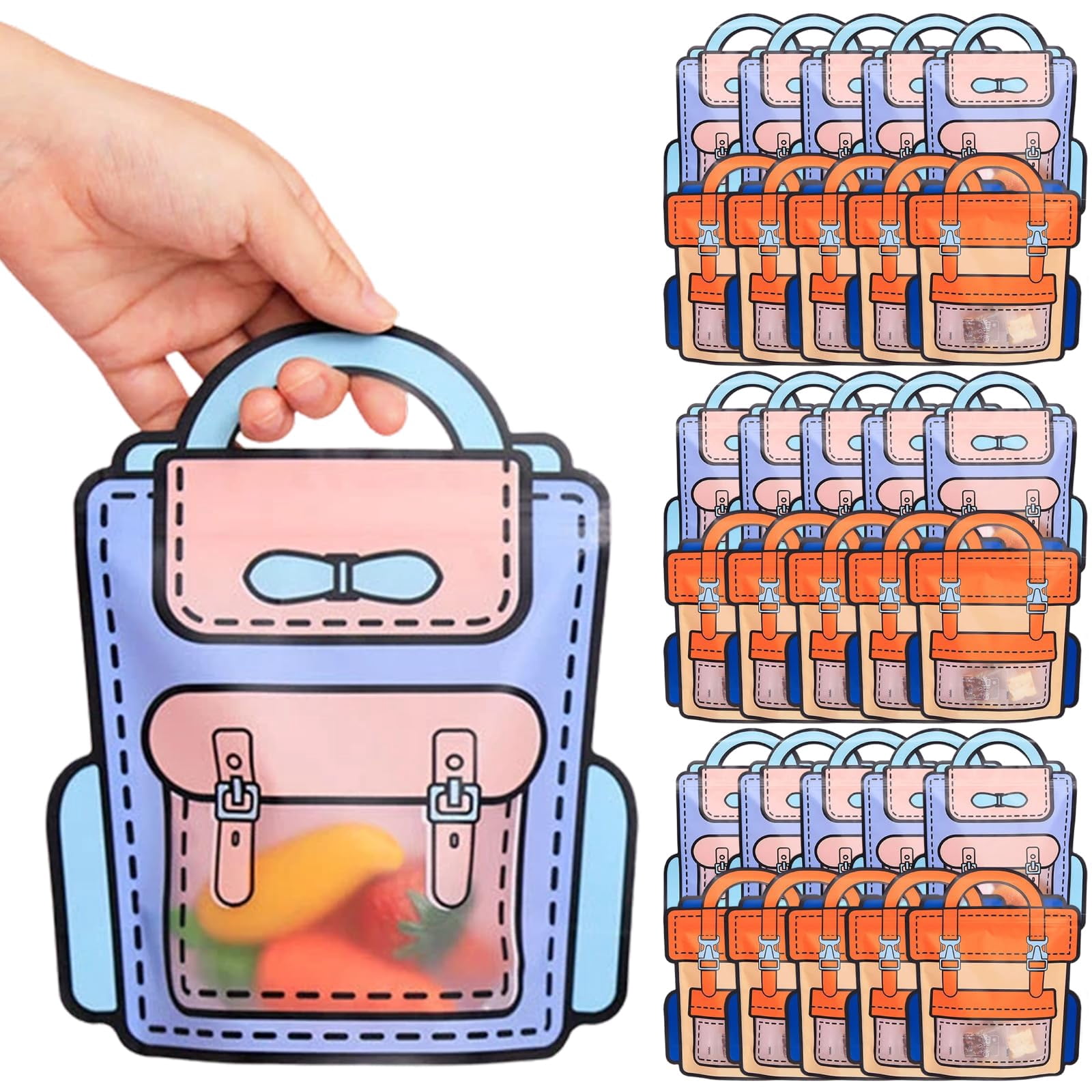 30 Pack Cartoon Backpack Goodie Bags Clear Gift Candy Bags with Handle ...