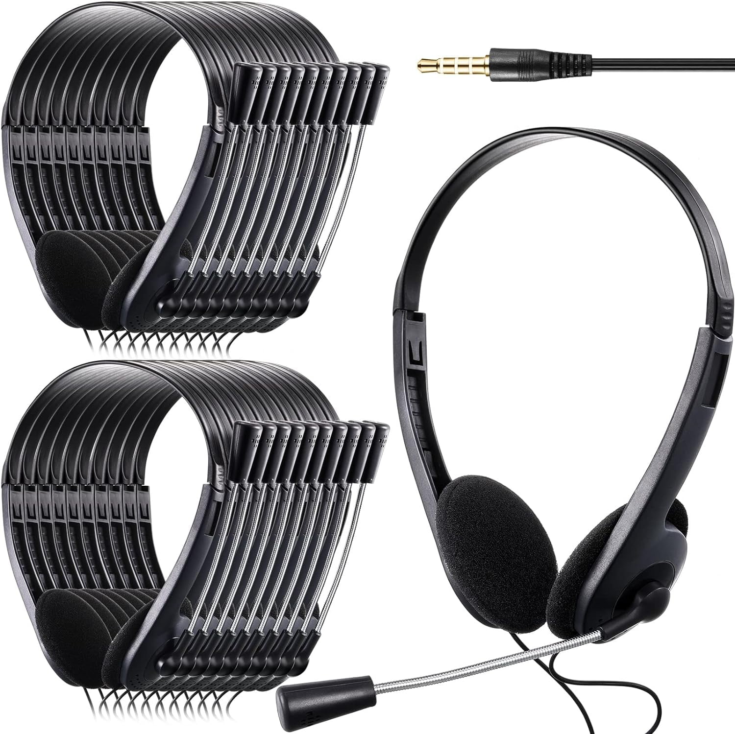 30 Pack Classroom Headphones with Microphone School Student Kids ...