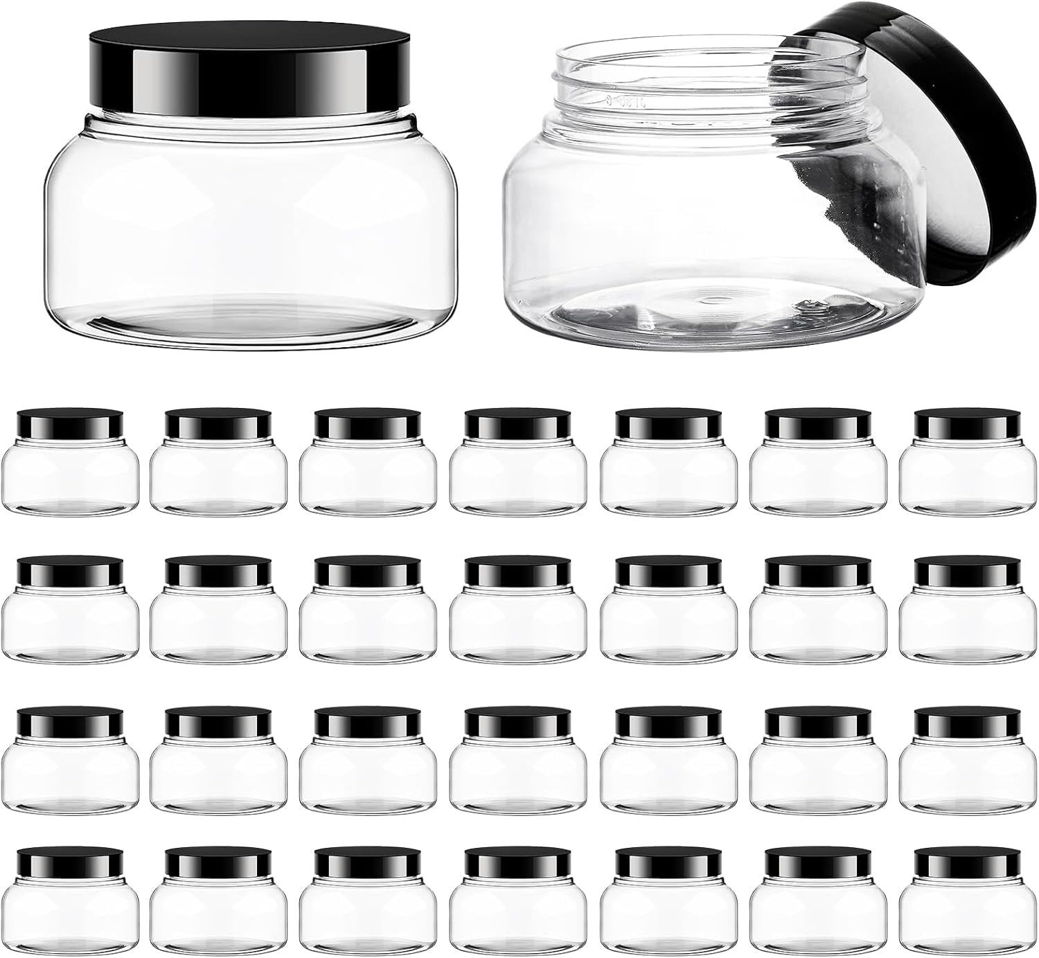 30 Pack Clear Body Scrub Jars 8oz Clear Plastic Jars with Lids Sugar ...