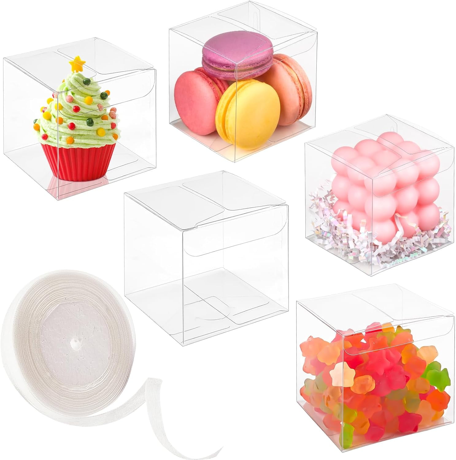 30 Pack Clear Favor Boxes for Treats, 2x2x6 Inch Plastic Rectangle Gift ...