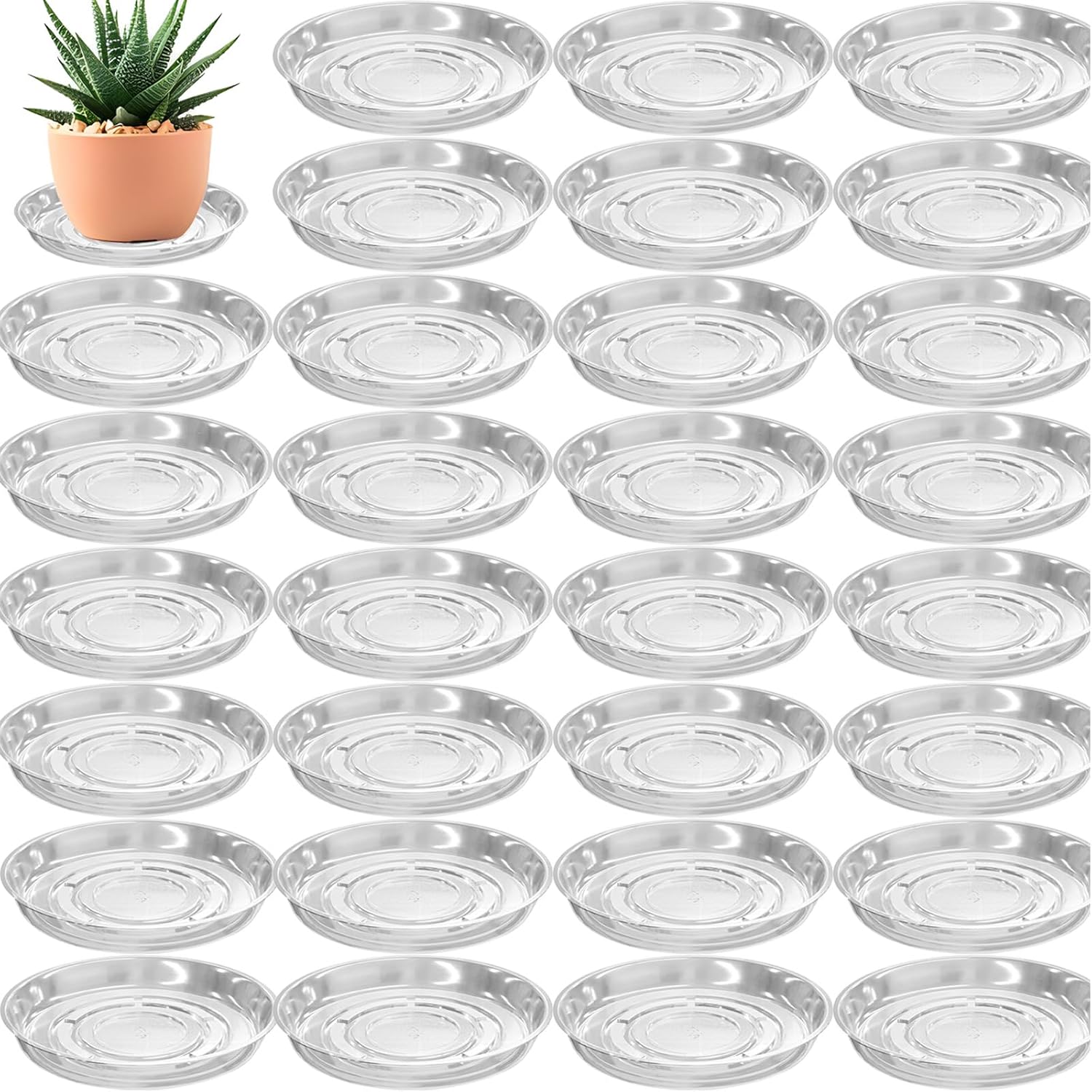 30 Pack Clear Plastic Plant Saucers 12 inch Plant Trays for Pots Plant ...