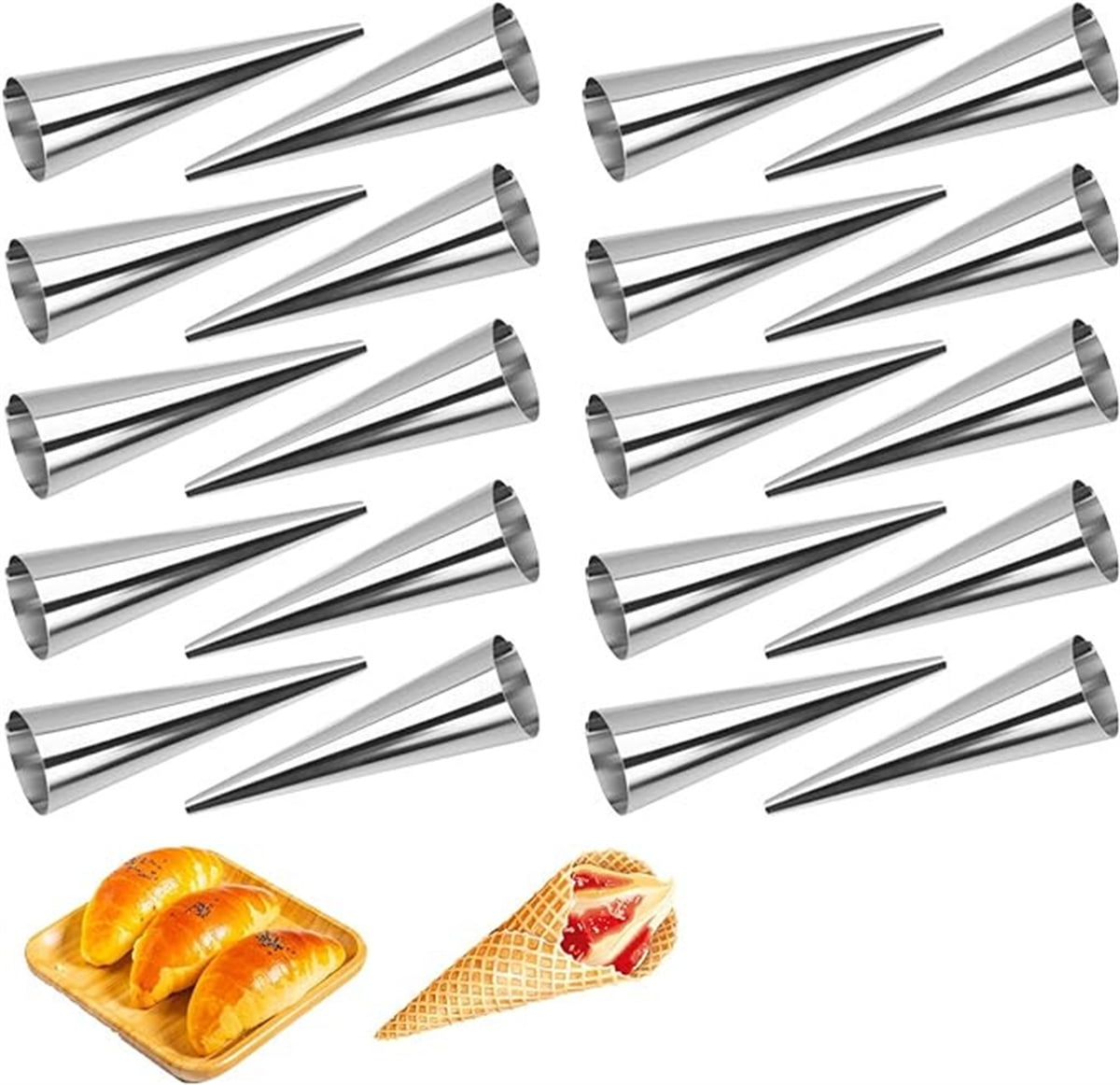 30 Pack Cream Horn Molds,Baking Cones Cream Horn Forms,Conical Pastry ...