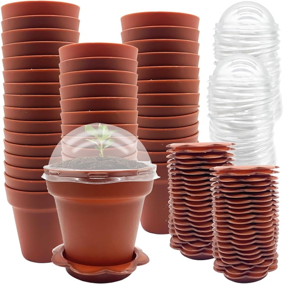 30-Pack Cupcake Plant Nursery Pots with Humidity Dome & Trays ...