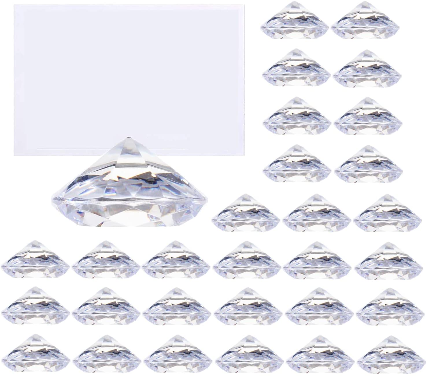 30 Pack Diamond Place Card Holders Crystal Table Number Card Stands ...