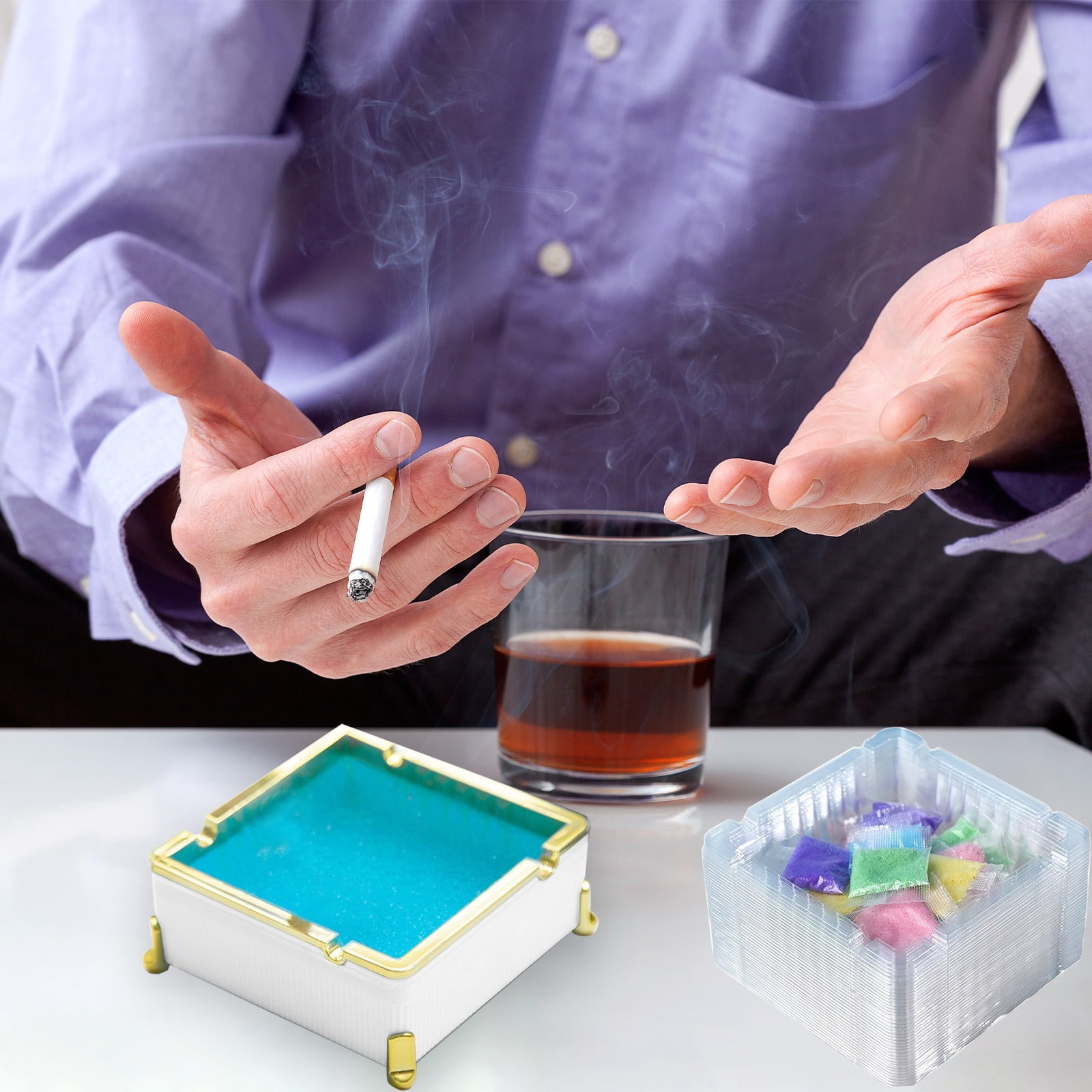 30 Pack Disposable Ashtrays - Effortlessly Extinguishes Ashes and Odors ...