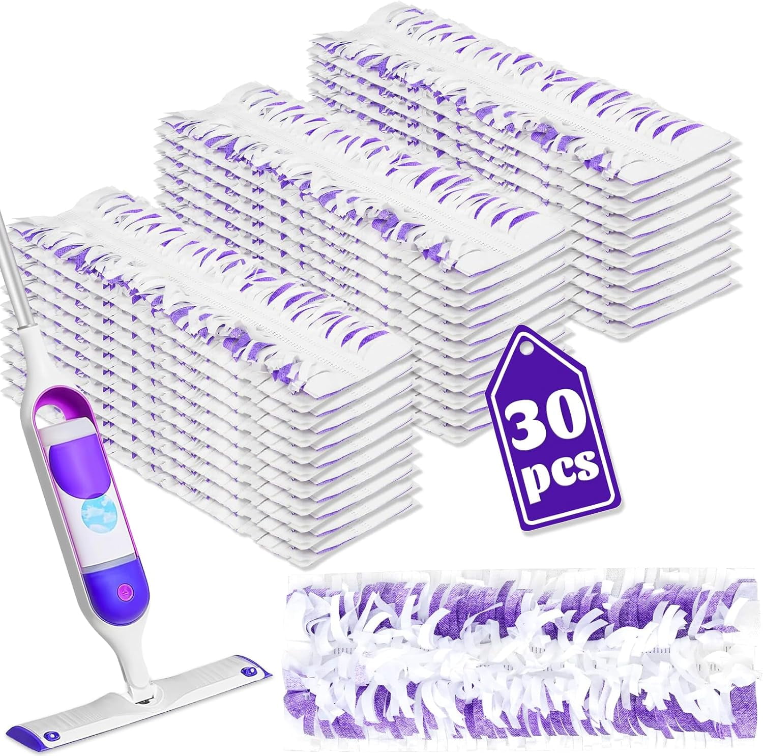 30 Pack Disposable Mop Pads Compatible with Power Mop Pads Replacement ...