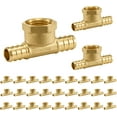 30-Pack EFIELD Pex fitting Barb Crimp Brass 3/4" Pex X 3/4" Pex X 3/4" Female NPT Tee, ASTM ...