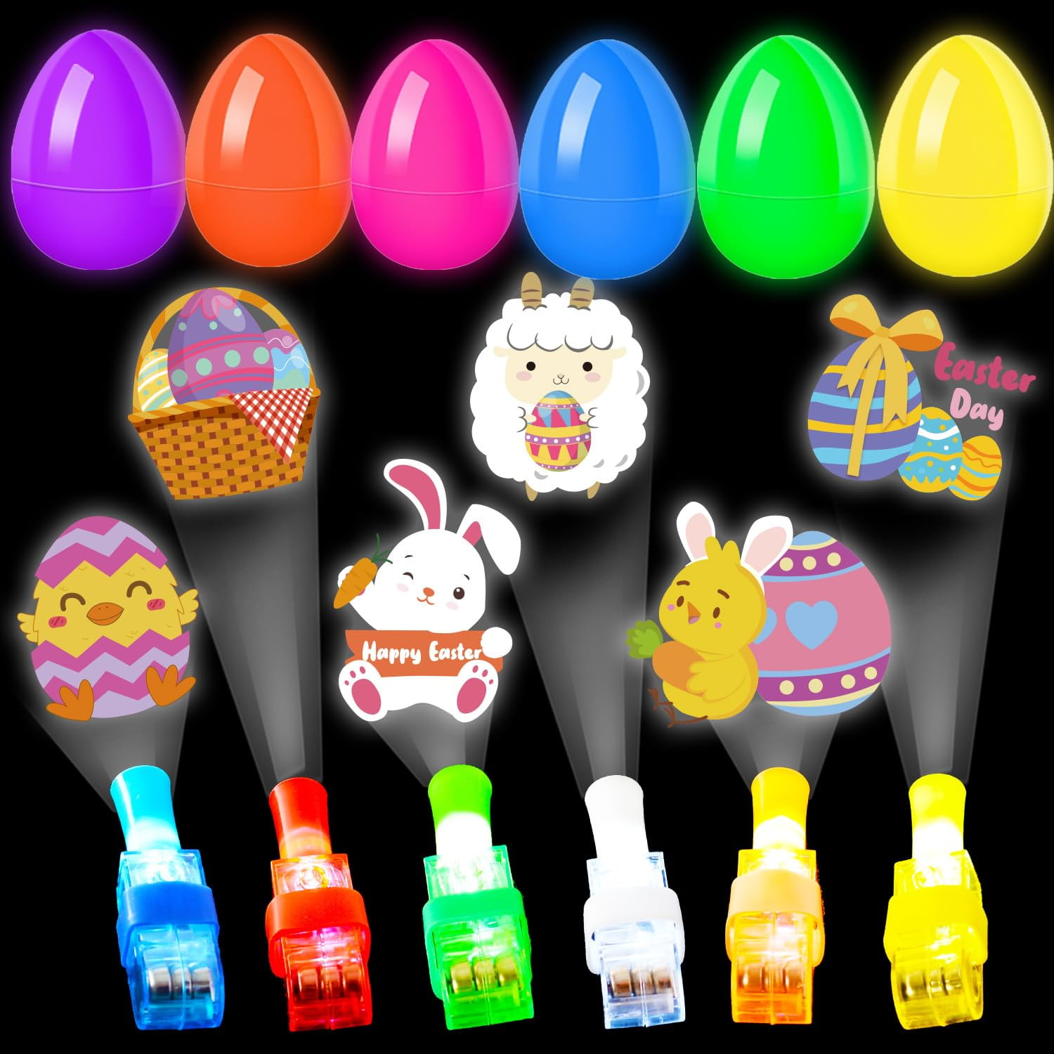 30 Pack Easter Eggs DHF10 Fillers with Finger Lights, Easter Toys Glow ...