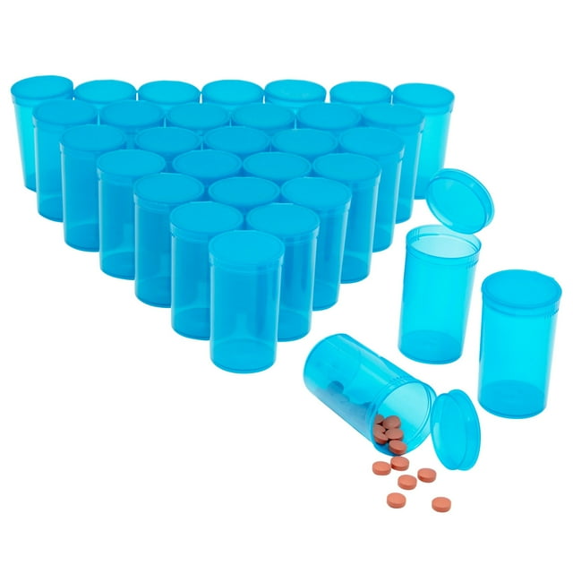 30 Pack Empty Pill Bottles with Pop Top Caps, 19 Dram Prescription ...