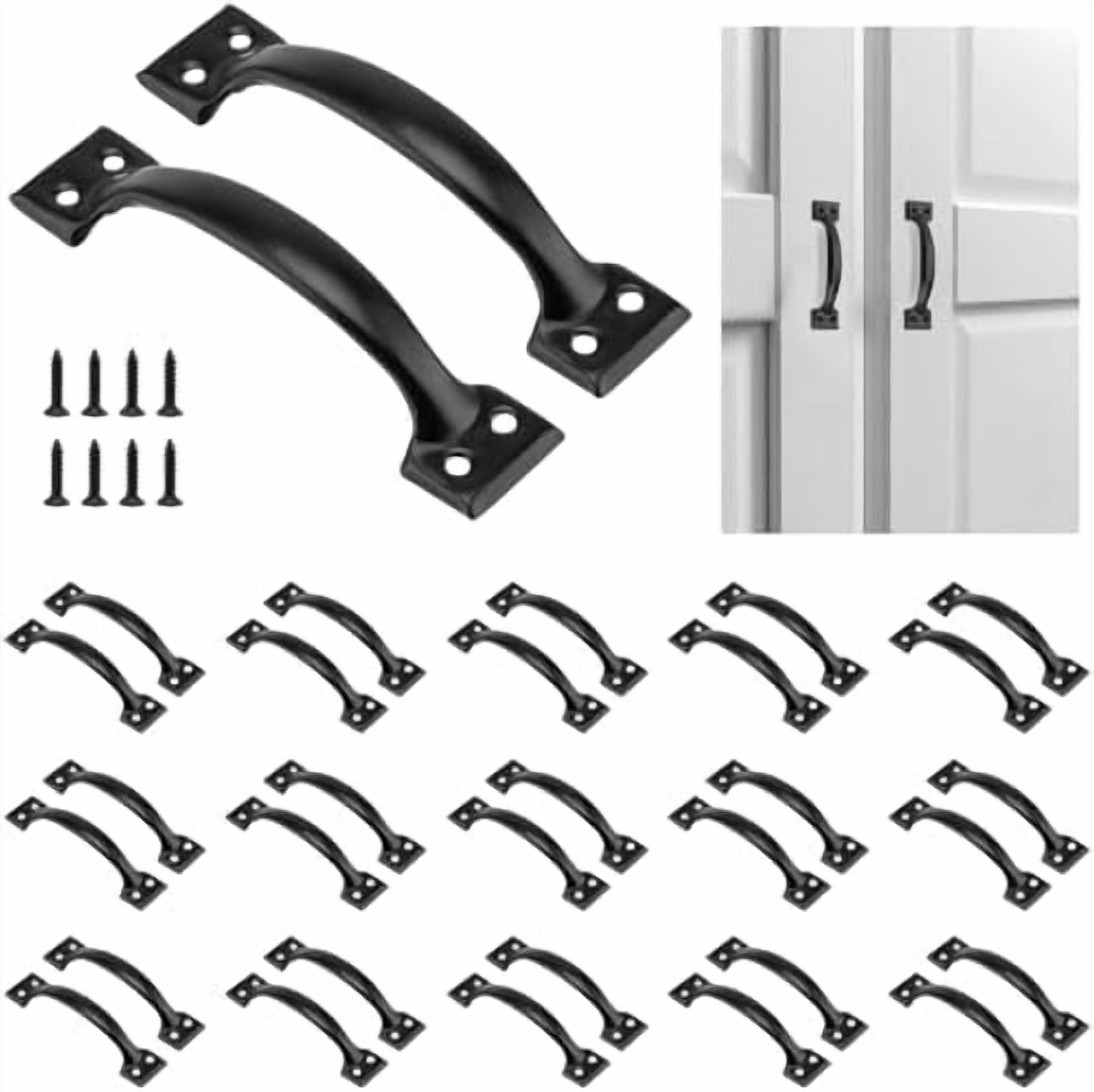 30 Pack Gate Handle, 6 Inch Black Door Handle Cast Iron Sliding, Metal ...