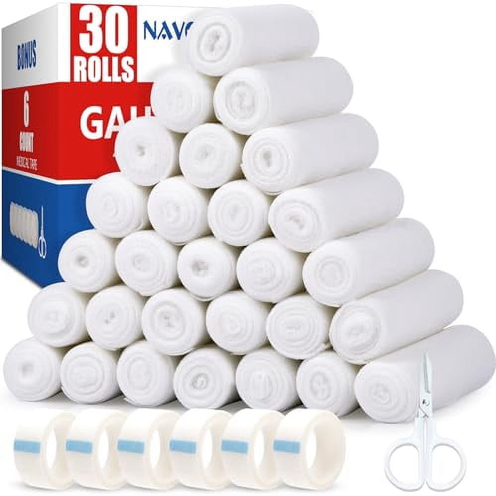 30 Pack Gauze Rolls Bandages, 4 in x 4.1 Yards, Individually Wrapped ...