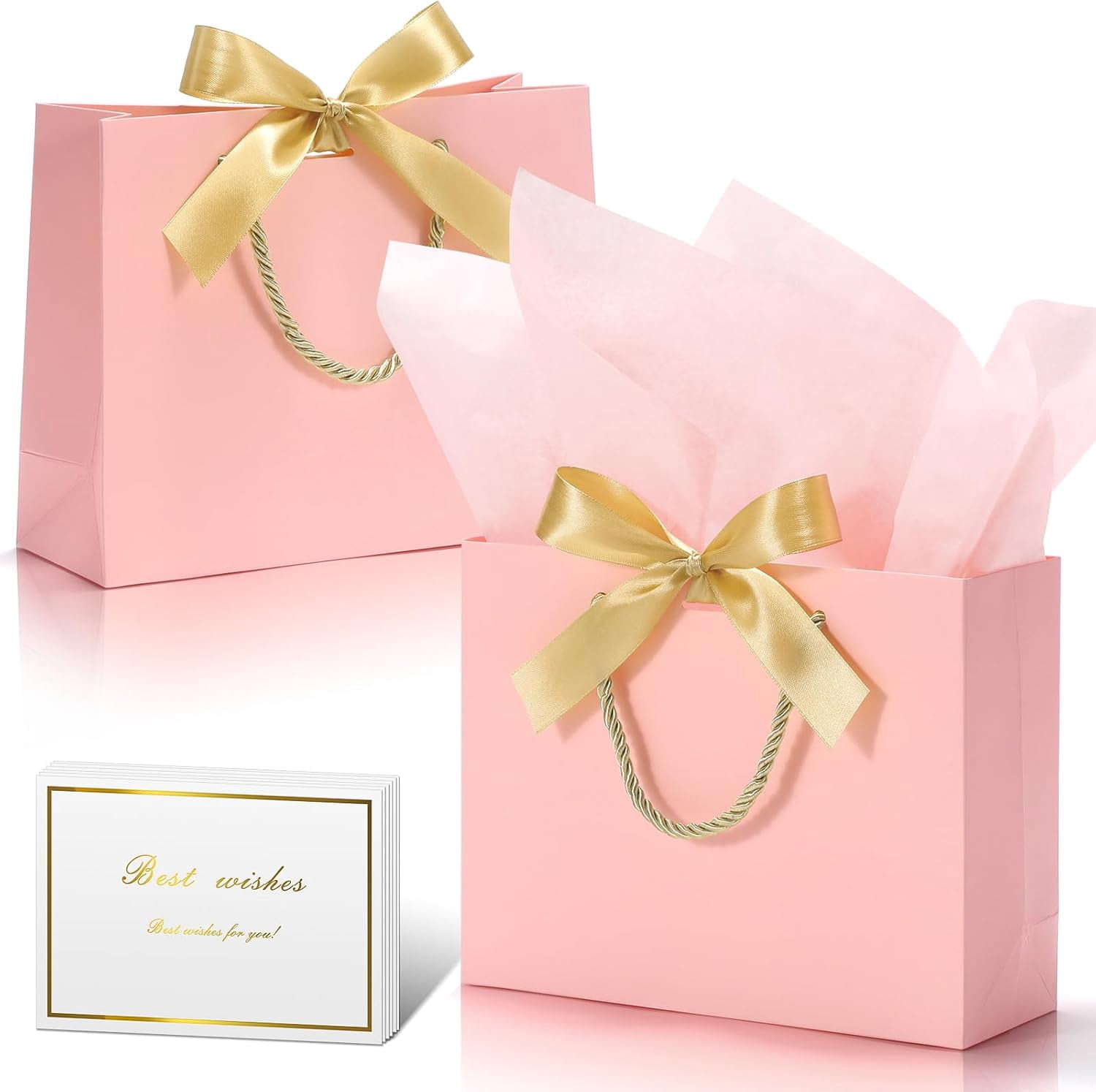 30 Pack Gift Bags Medium Size with Ribbon and Greeting Cards Tissue ...