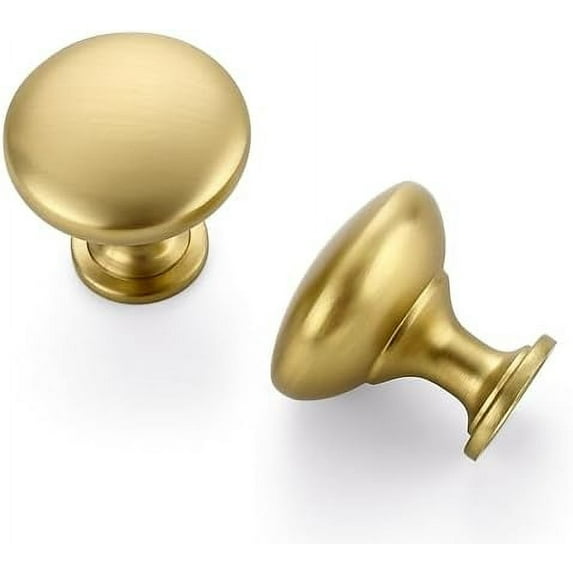 30 Pack Gold Round Zinc Cabinet Brass Knobs for Kitchen Bathroom Closet ...