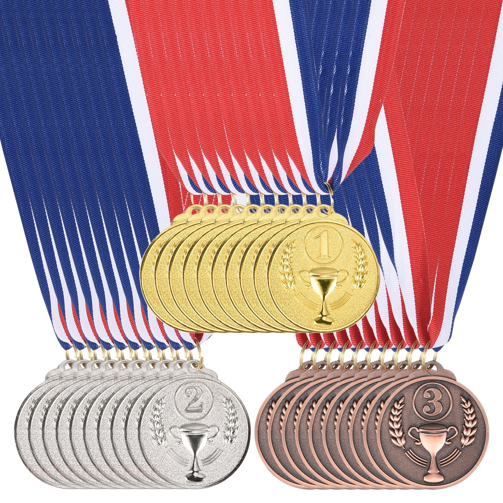 30 Pack Gold Silver Bronze Award Metals 2 Award Medals 1st 2nd 3rd Prize With Ribbon