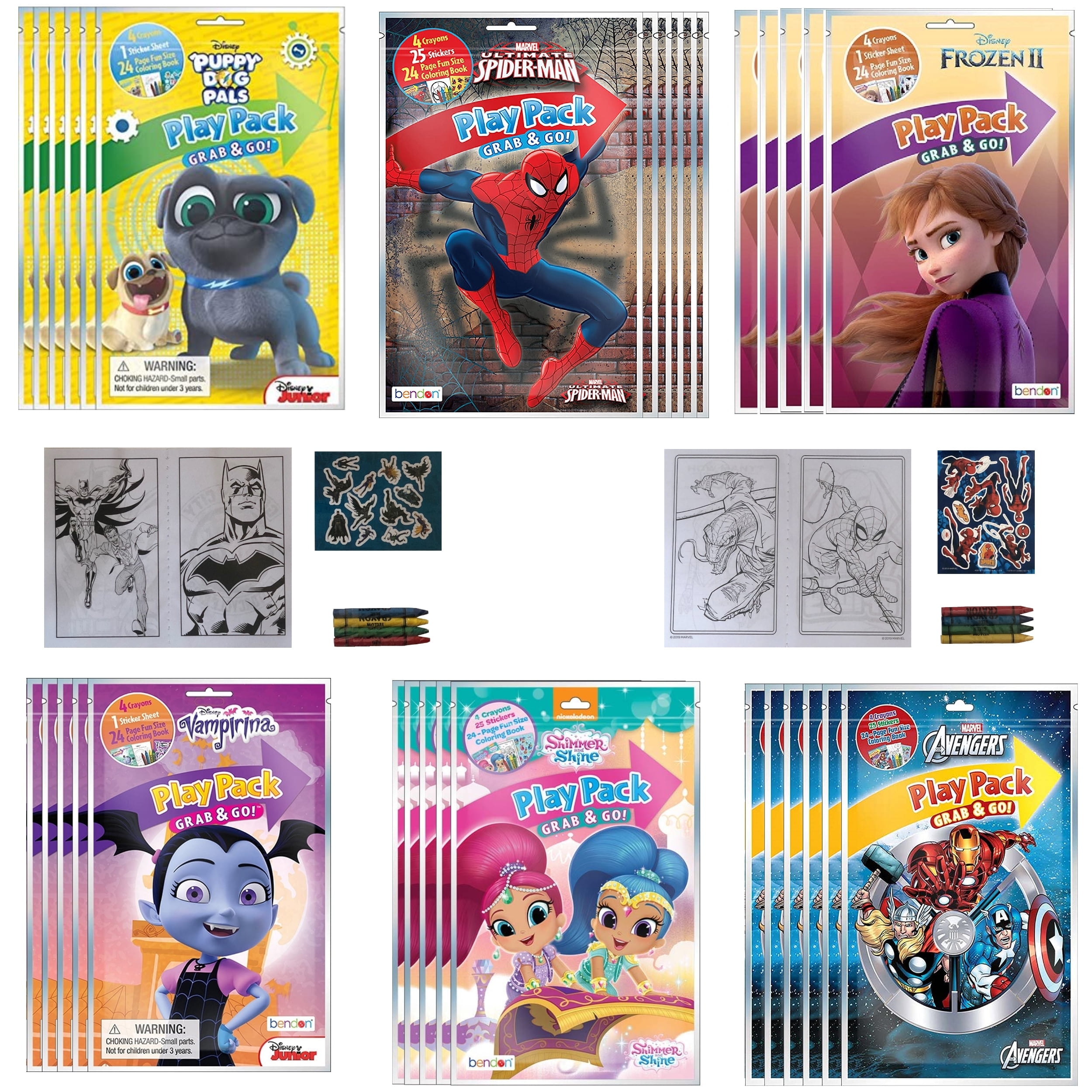 Grab & Go Play Packs Set Cartoon Multicolor Books Crayons Paper ...