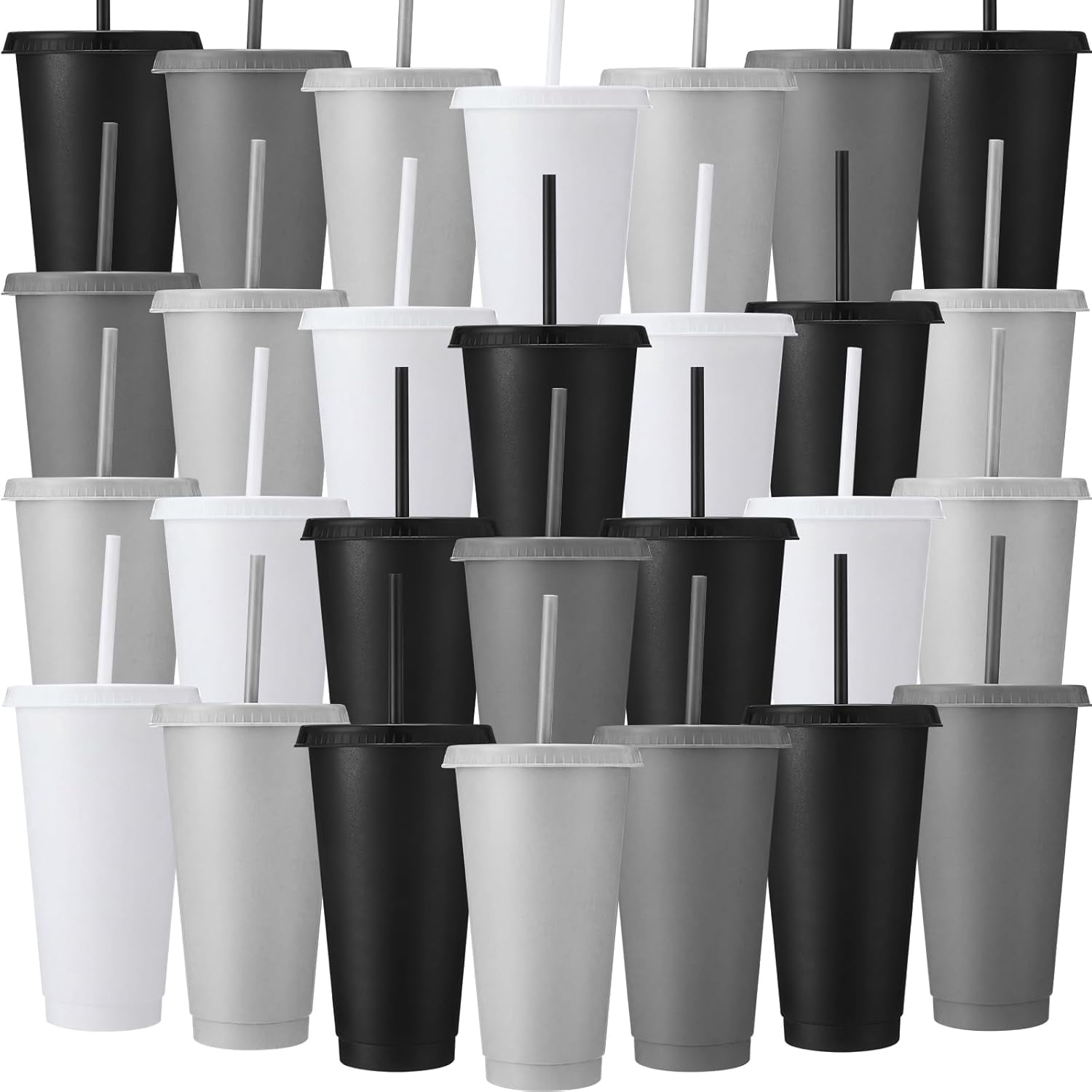 30 Pack Gradient Color Tumbler Cups with Straw and Lid, Reusable ...