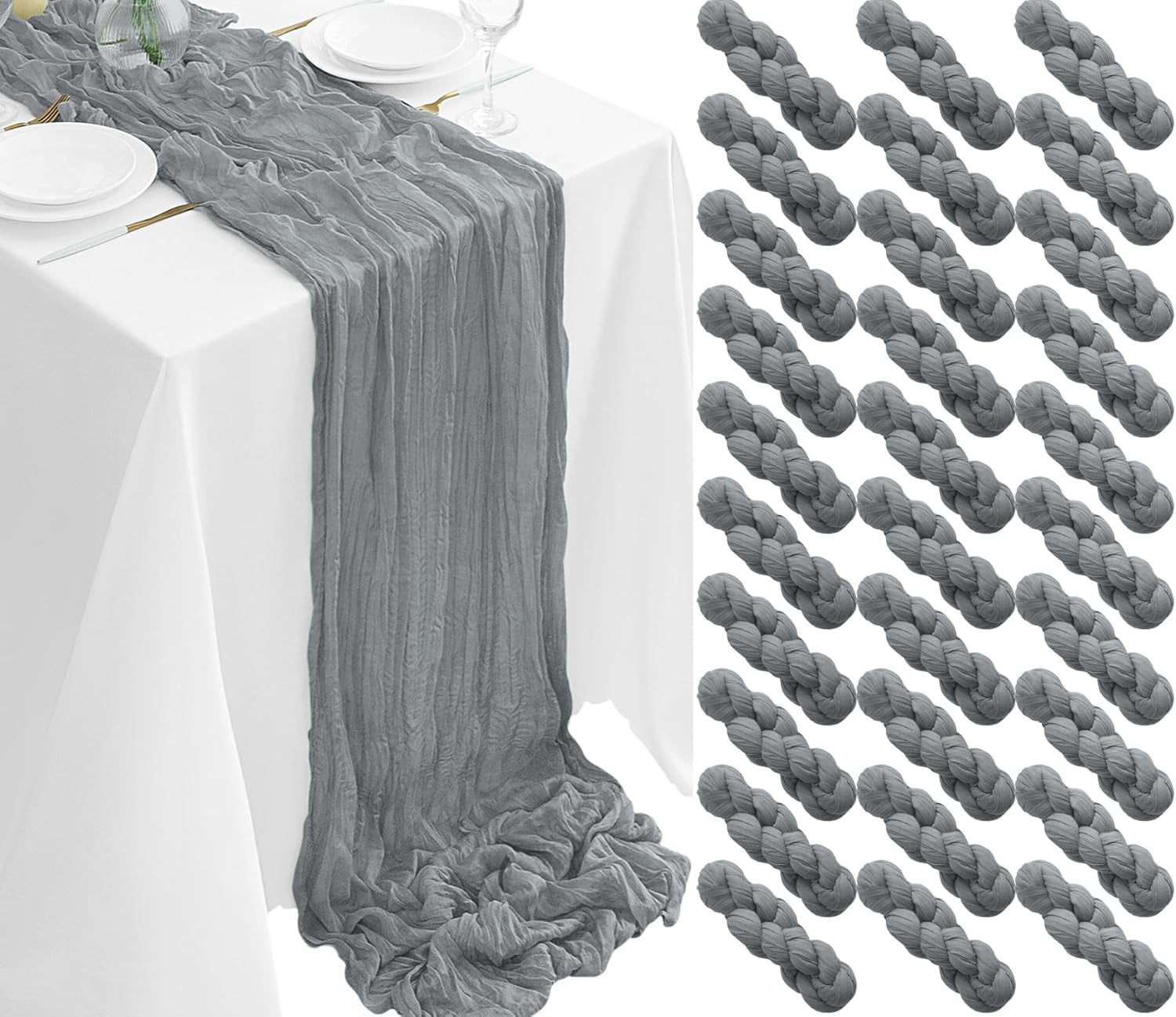 30 Pack Grey Cheesecloth Table Runner 35x120 Inch Spring Easter Cheese ...