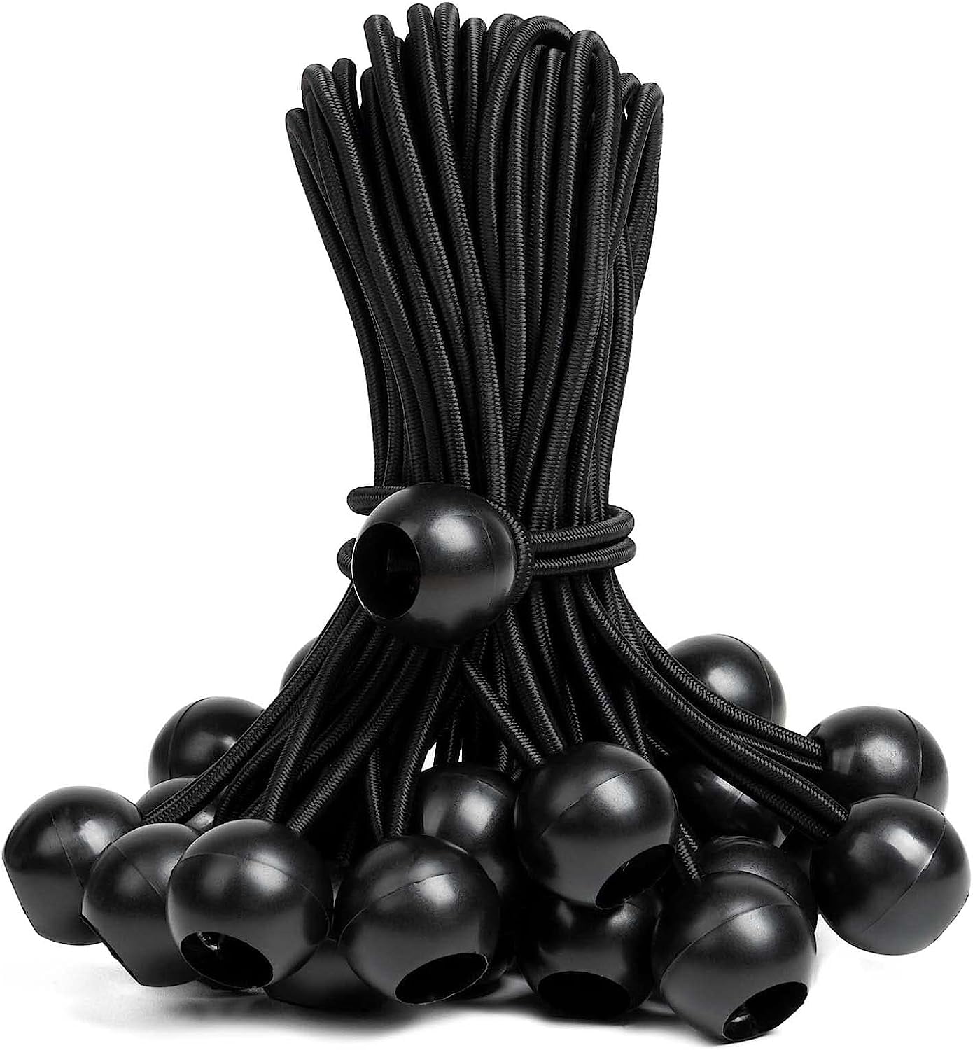 30-Pack Heavy Duty Ball Bungee Cords, 6-Inch Elastic Cord, Black ...