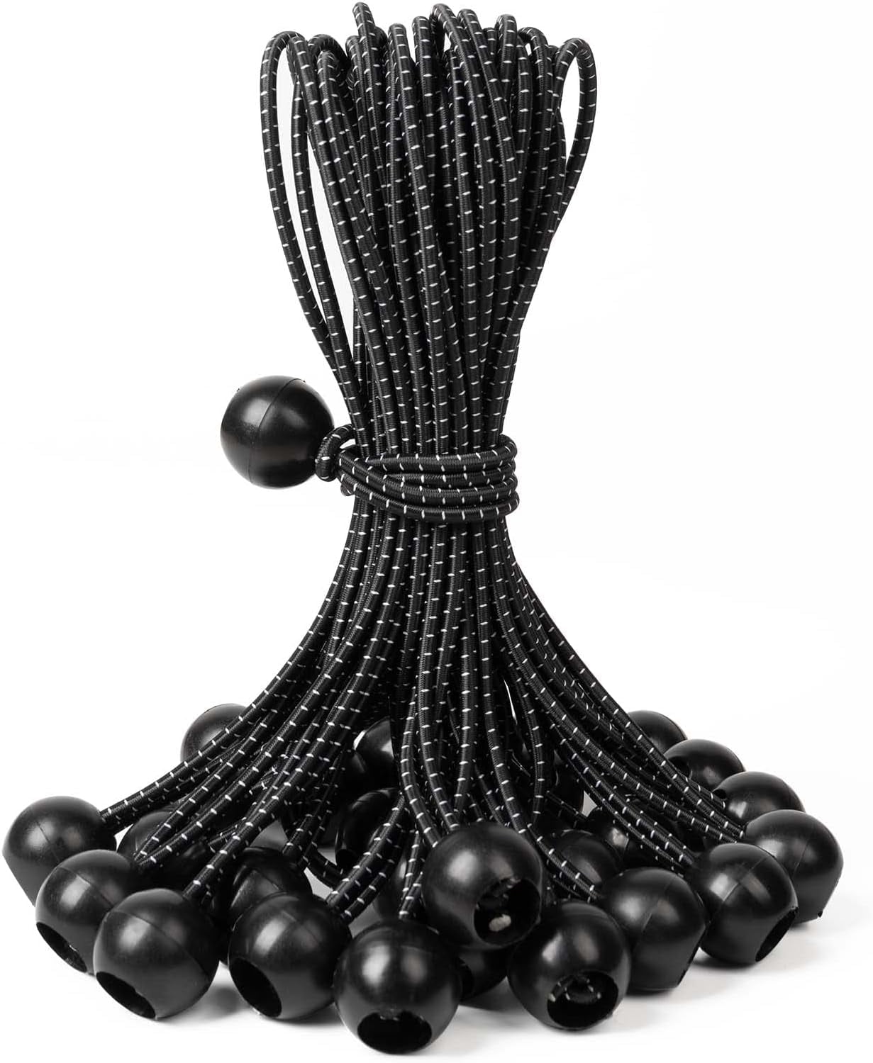 30-Pack Heavy Duty Ball Bungee Cords, 9-Inch Elastic Cord, Black/White ...
