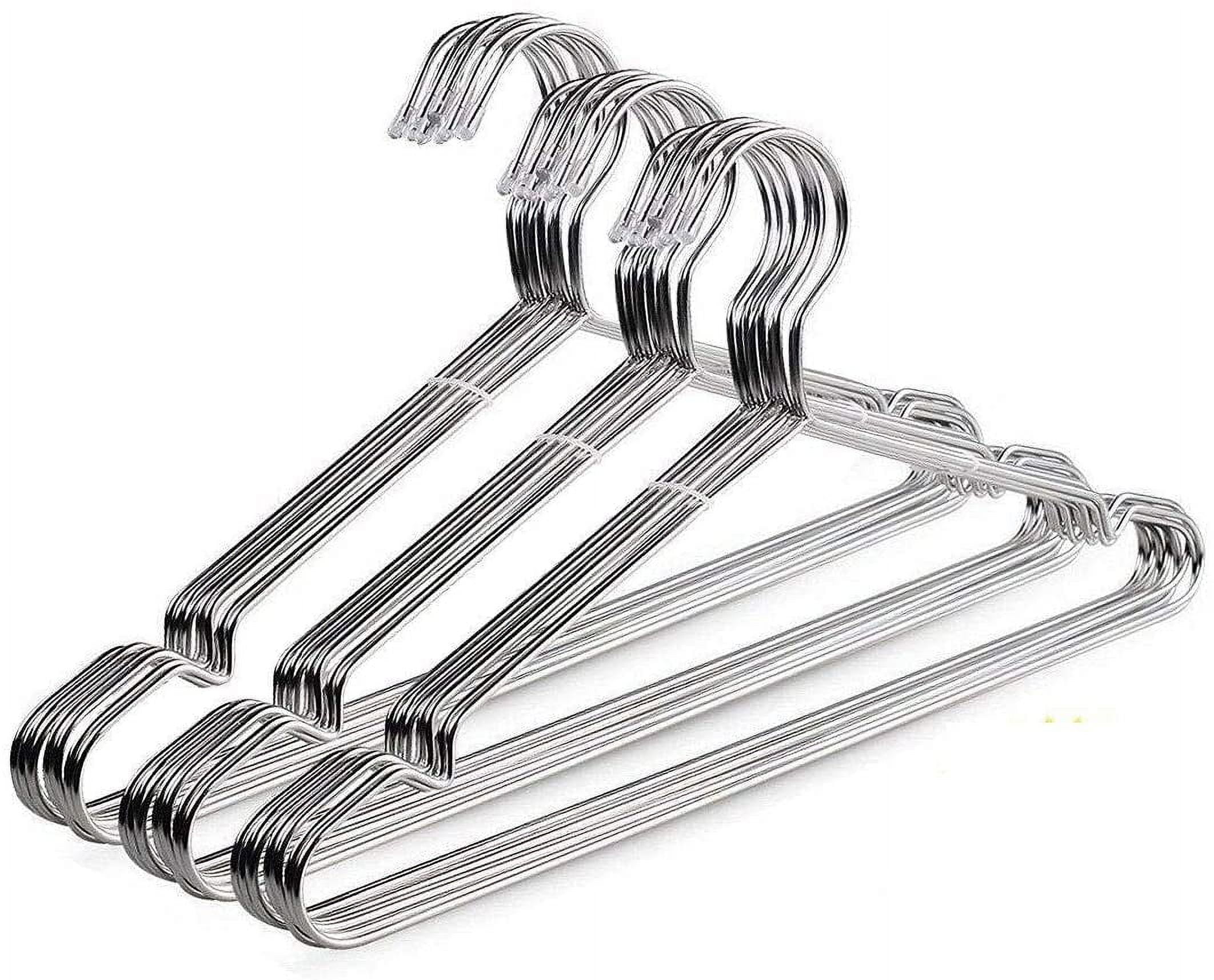 30 Pack Heavy Duty Stainless Steel Hangers, Space-Saving Silver Clothes ...