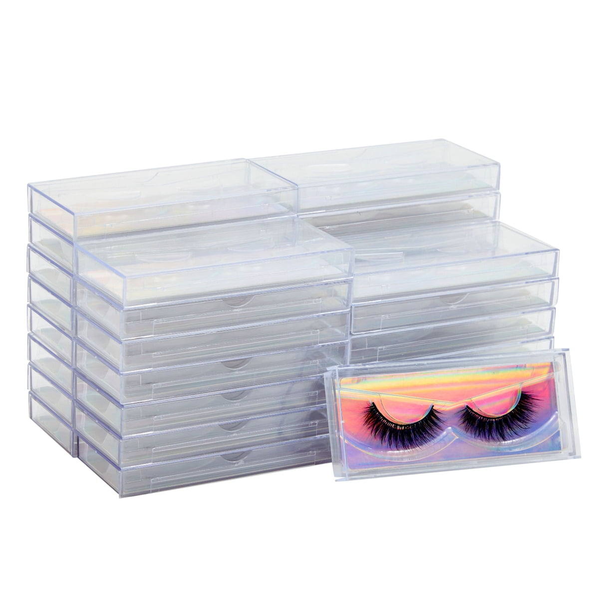 30-Pack Holographic Silver Empty Lash Boxes for False Eyelashes, Lash ...