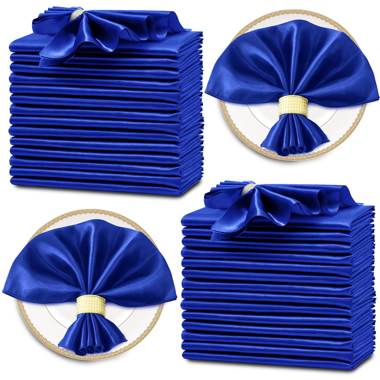 30 Pack Ivory Satin Napkins 17 x 17 Inch, Square Soft Table Dinner ...