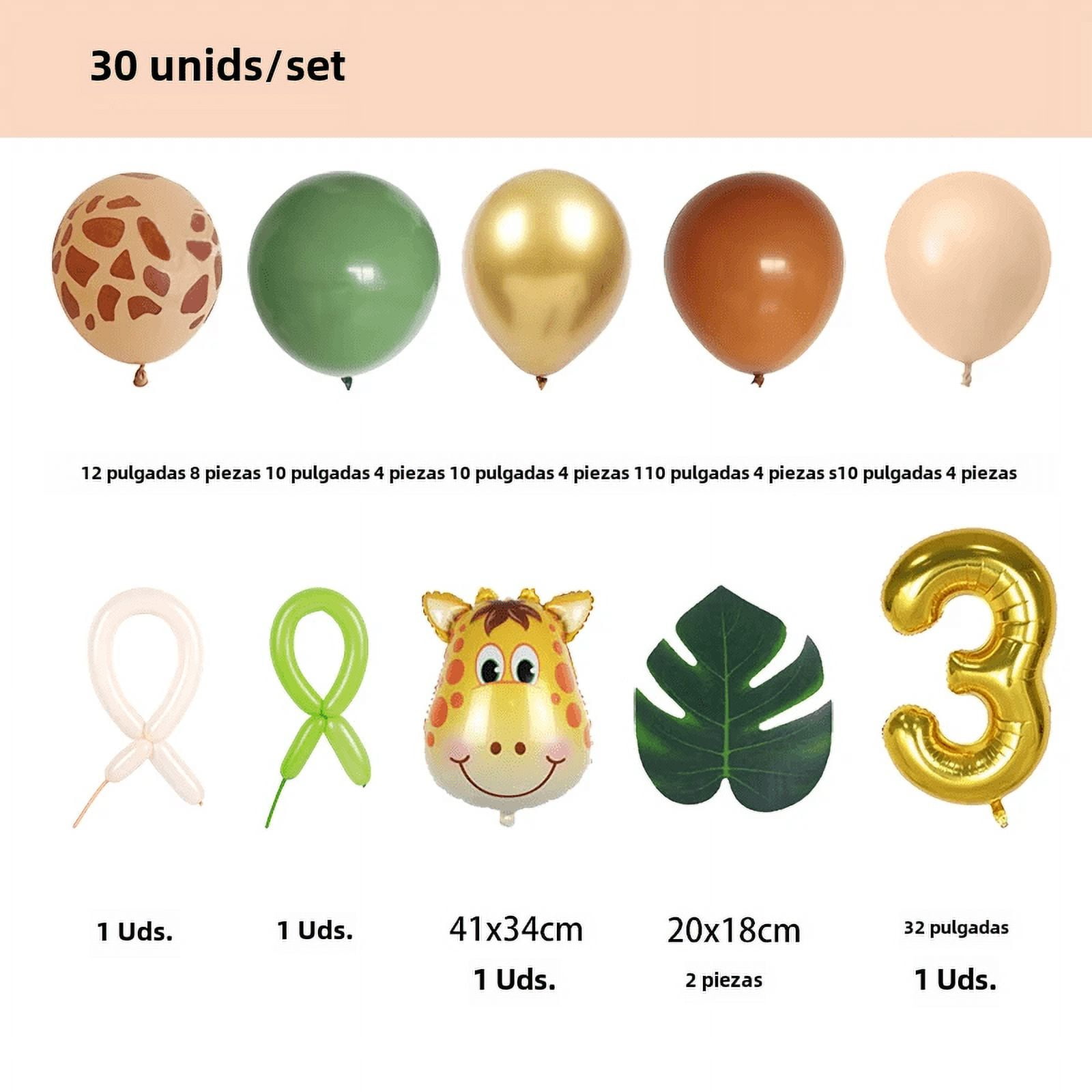 30 Pack Jungle Animal Number Balloons Set for 1 2 3 Year Old Boys ...