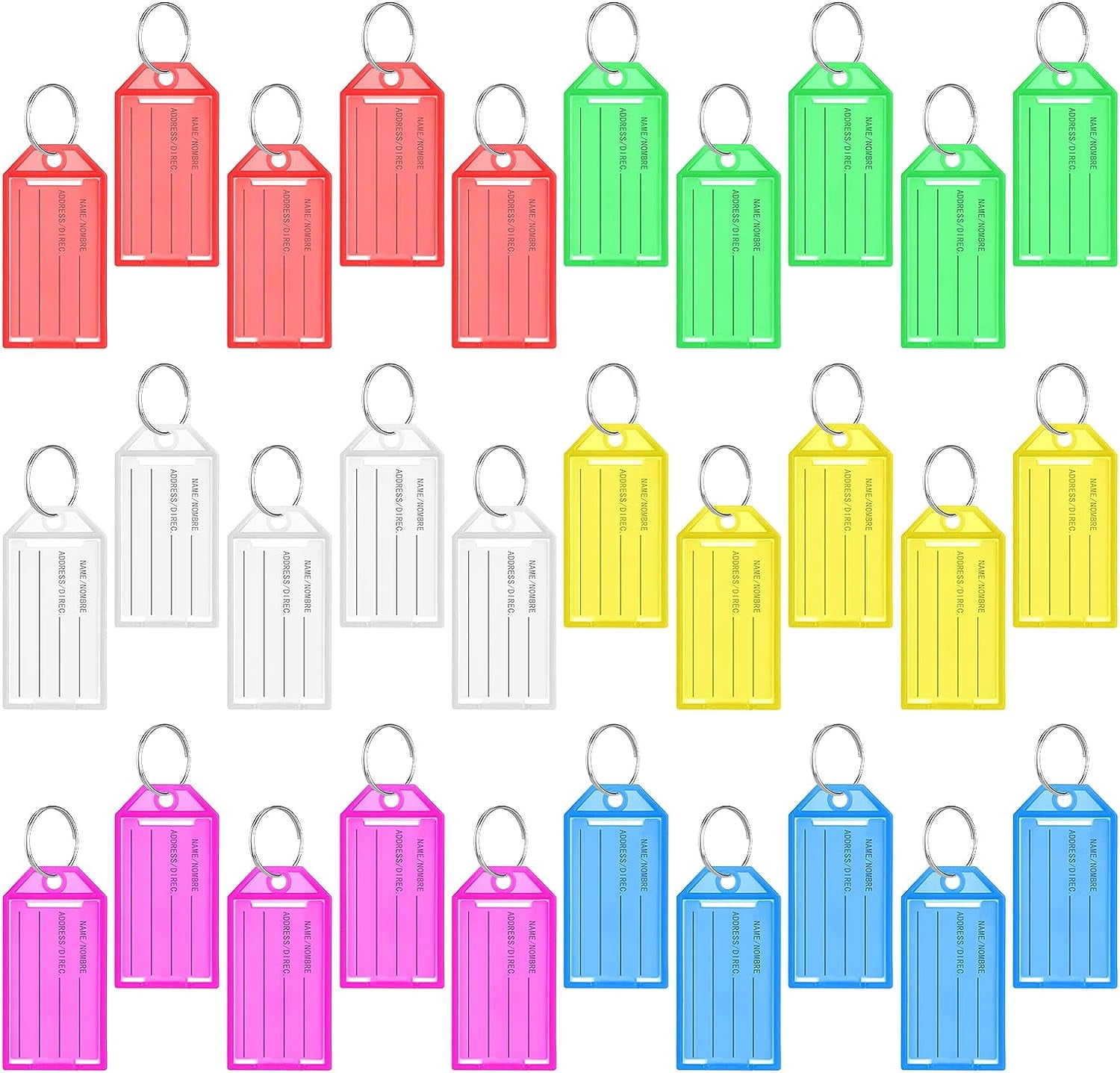 30 Pack Key Tags with Labels and Split Rings, Coloured Sturdy & Durable ...