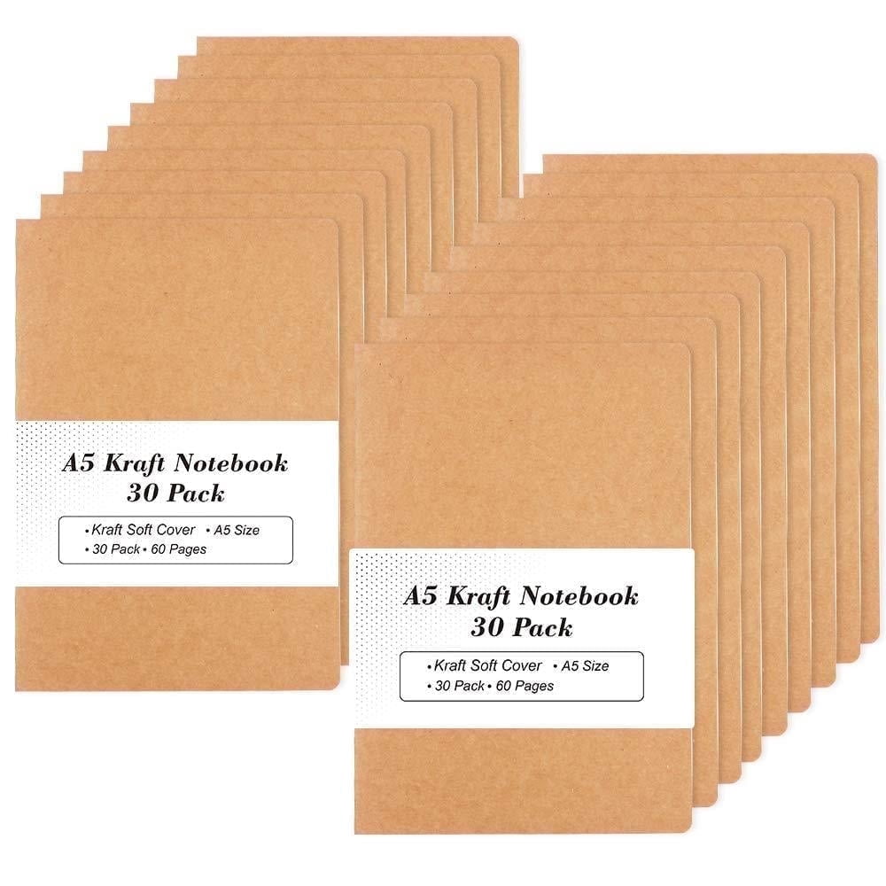 Feela 8.3" x 5.5" 30 Pack Kraft Notebooks with 60 Lined Pages - Walmart.com