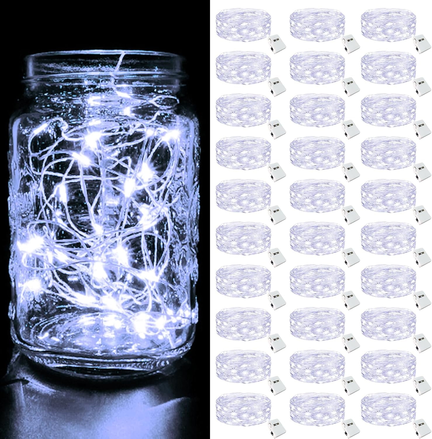 30 Pack LED Fairy Lights Battery Operated [3 Modes] Twinkle Lights, 7FT 20 LED Mini String ...