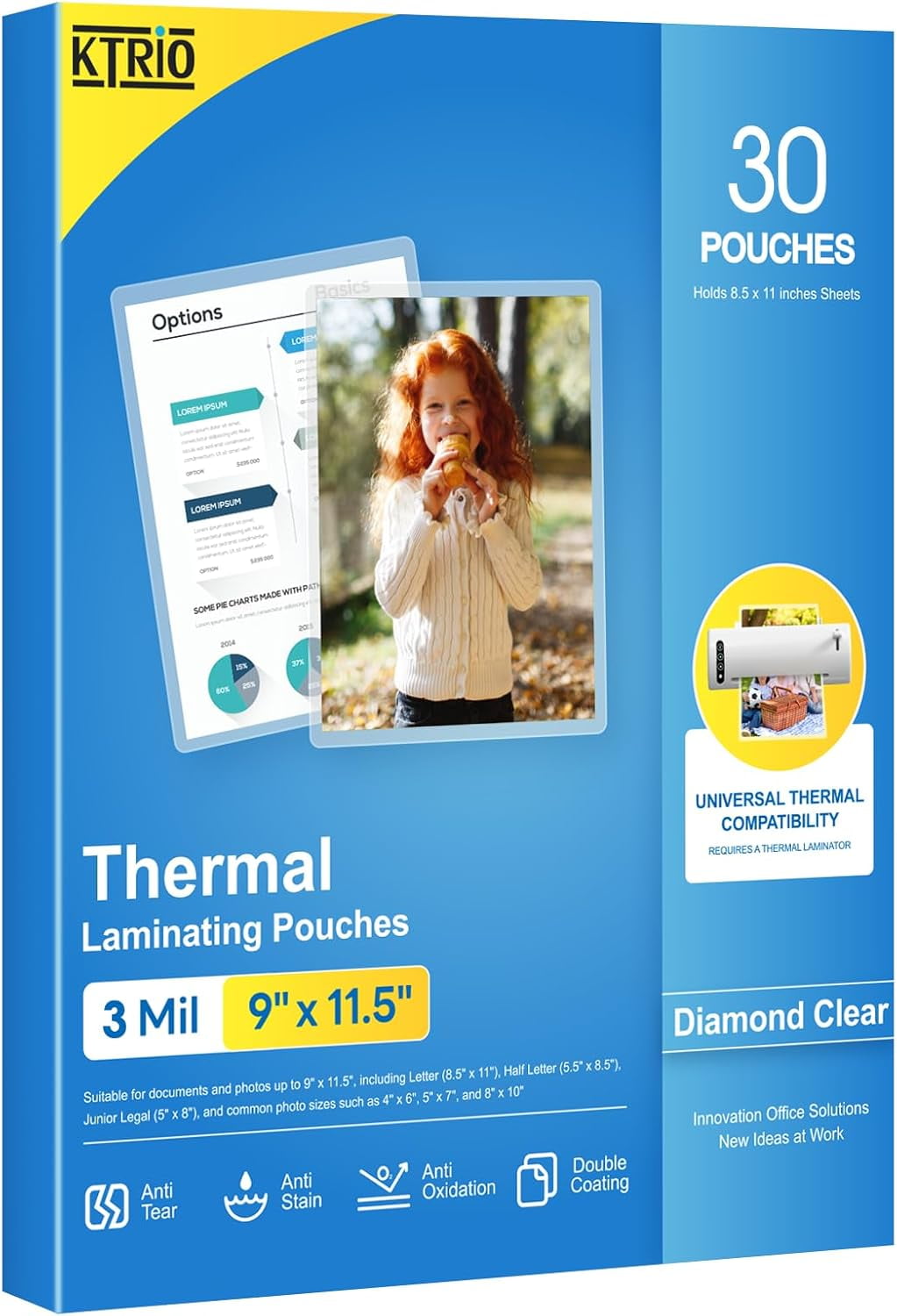 30 Pack Laminating Sheets, Hold 8.5 x 11 Inches, 3 MIL Thermal Laminating Pouches, 9 x 11.5 ...