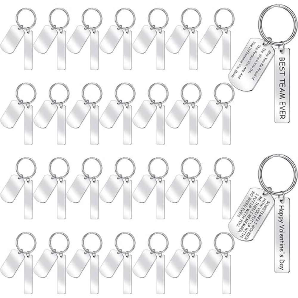 30-Pack Laser Engraving Blank Keychains，Premium Stainless Steel Key ...
