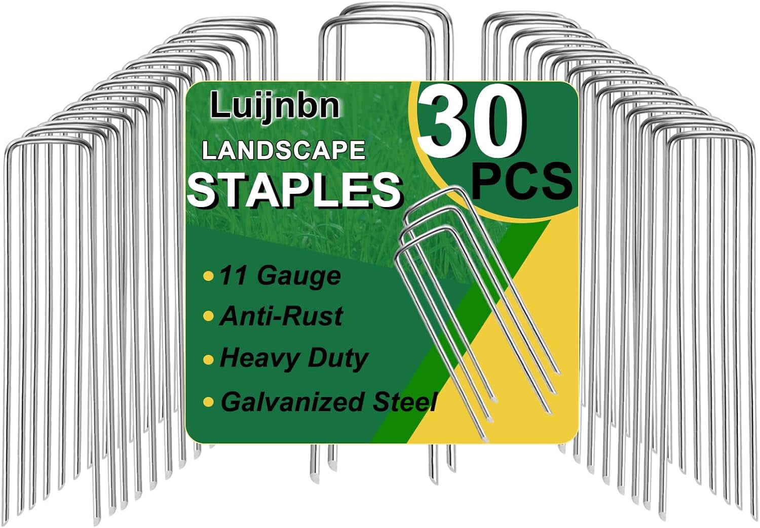 30 Pack Lawn Staples, Premium Garden Landscape Staples, Galvanized ...