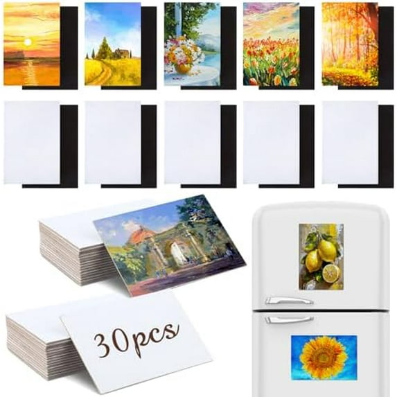 30 Pack Magnetic Canvas Panel for Painting 4 x 6 Inch Large Square Flat ...