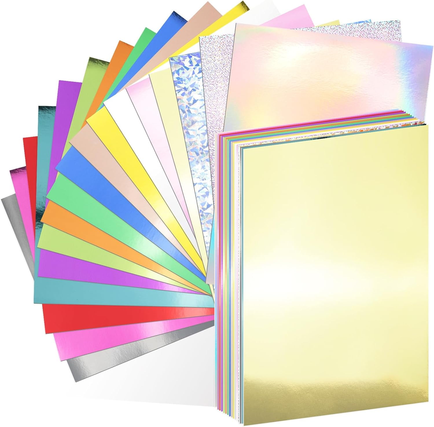 30 Pack Metallic Cardstock Paper Sheets, 8" x 12" Color Foil Mirror ...