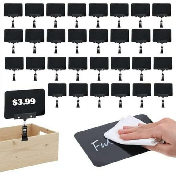 30 Pack Mini PVC Chalkboard Sign with Clip, Double Head Rotating Clip ...