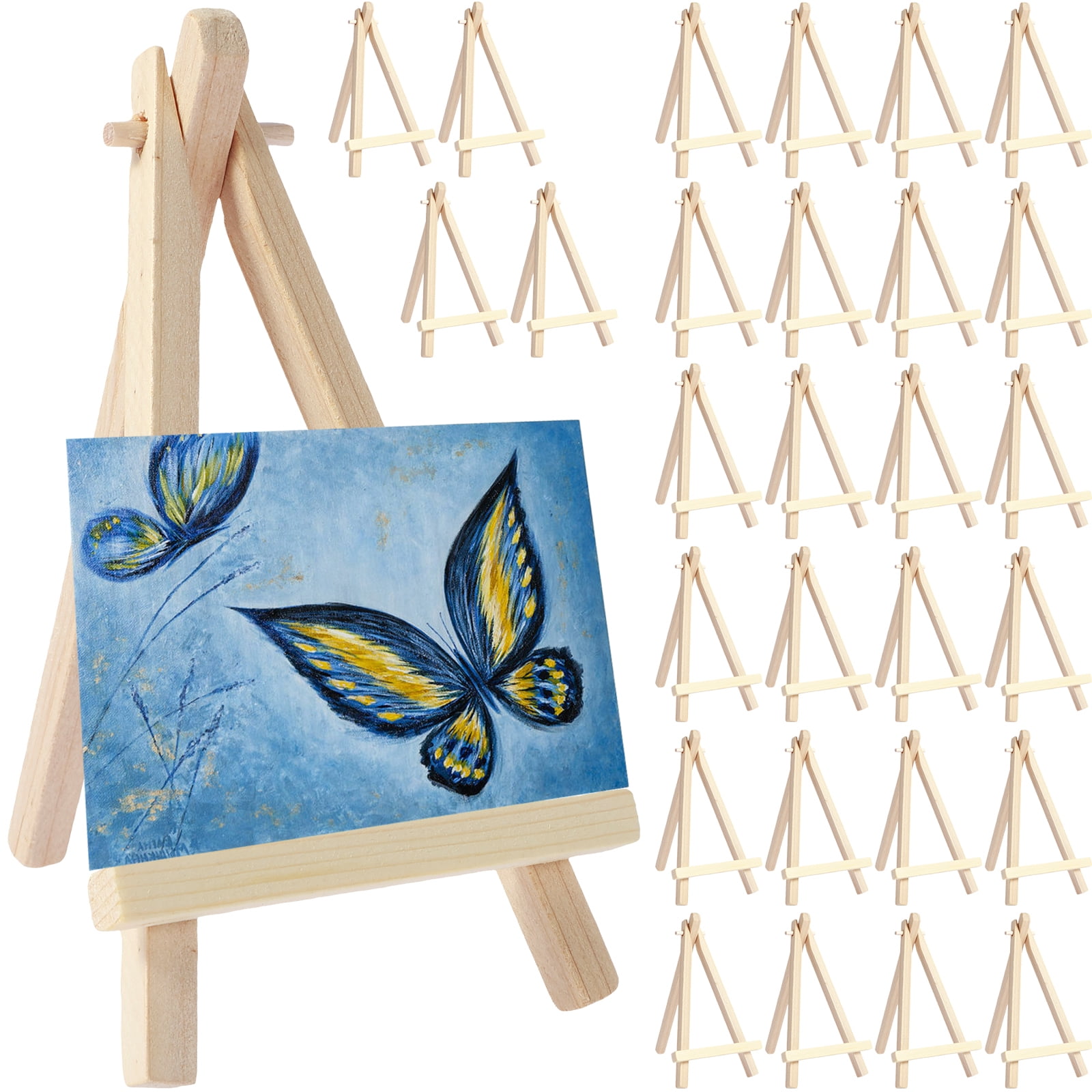 30 Pack Mini Wood Display Easel 6 Inch Wood Artist Easels Foldable Art ...