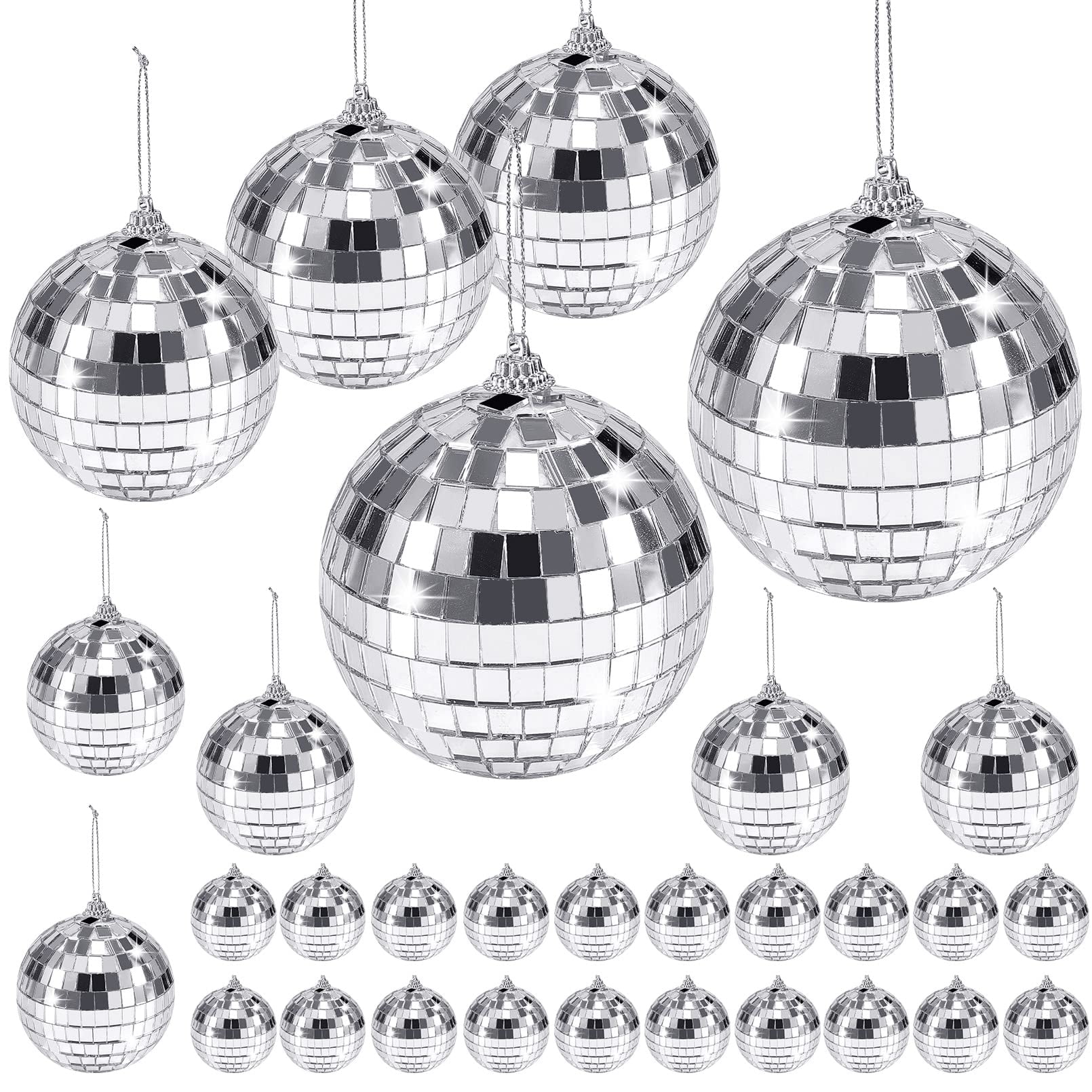 30 Pack Mirror Disco Ball,Mini Disco Ball Decorations,Reflective Mirror ...