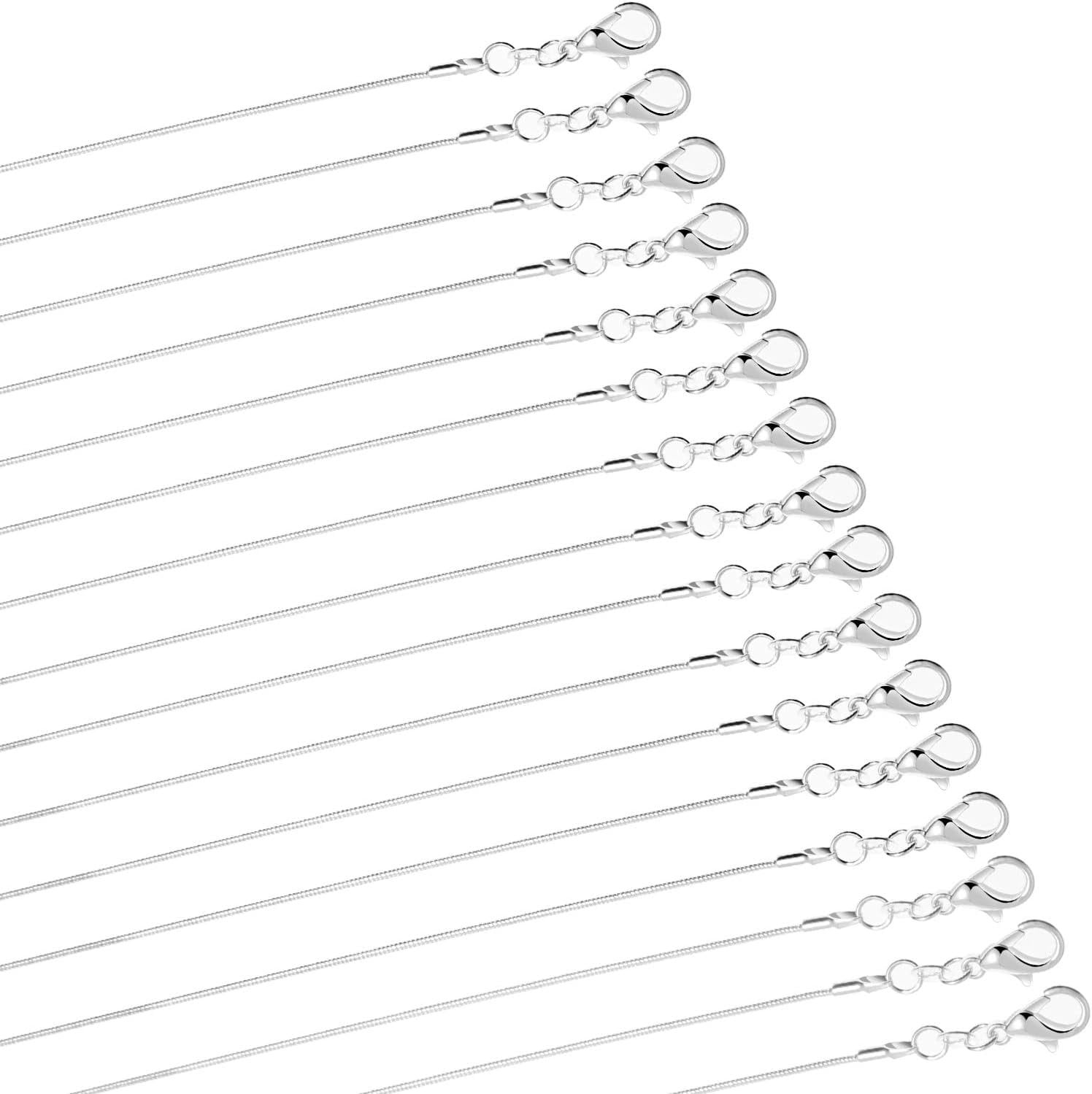 30 Pack Necklace Chain Silver Plated Necklace Snake Chains Bulk for ...